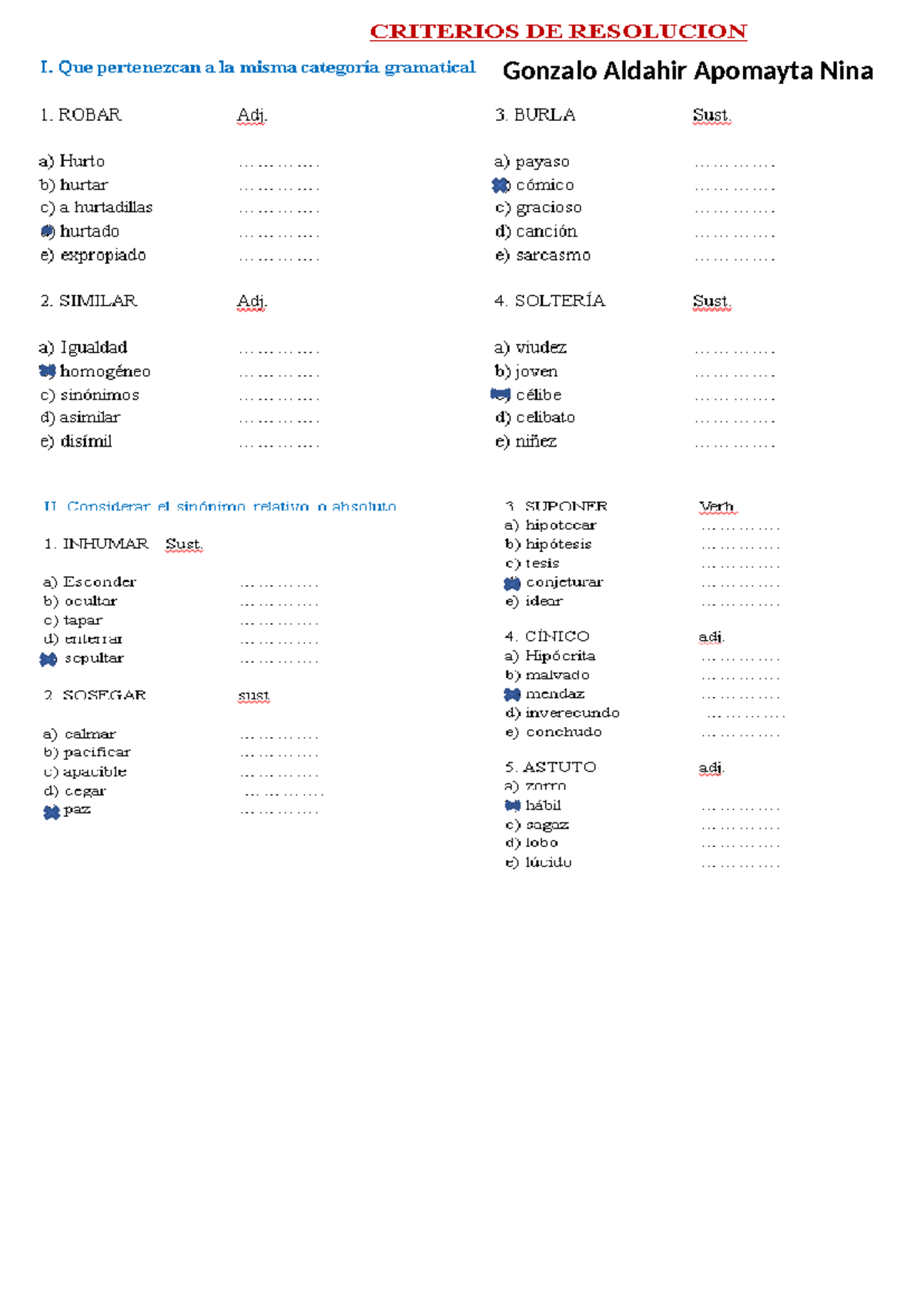 Pratica raz verbal - lenguaje y comunicacion - Gonzalo Aldahir Apomayta ...