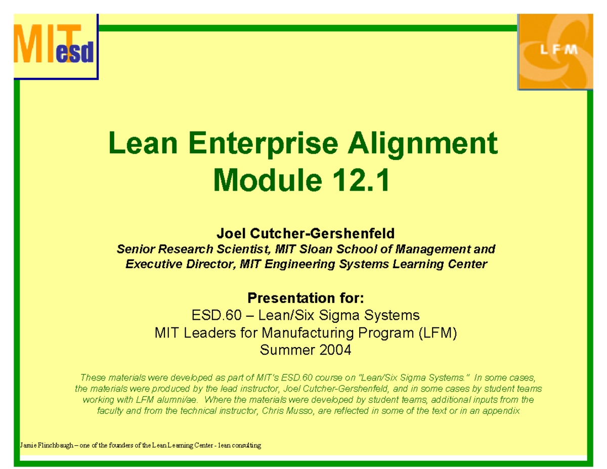 INDU 321-Lecture-F - INDU 321-Lecture-F - Lean Enterprise Alignment Module 12. i Presentation ...