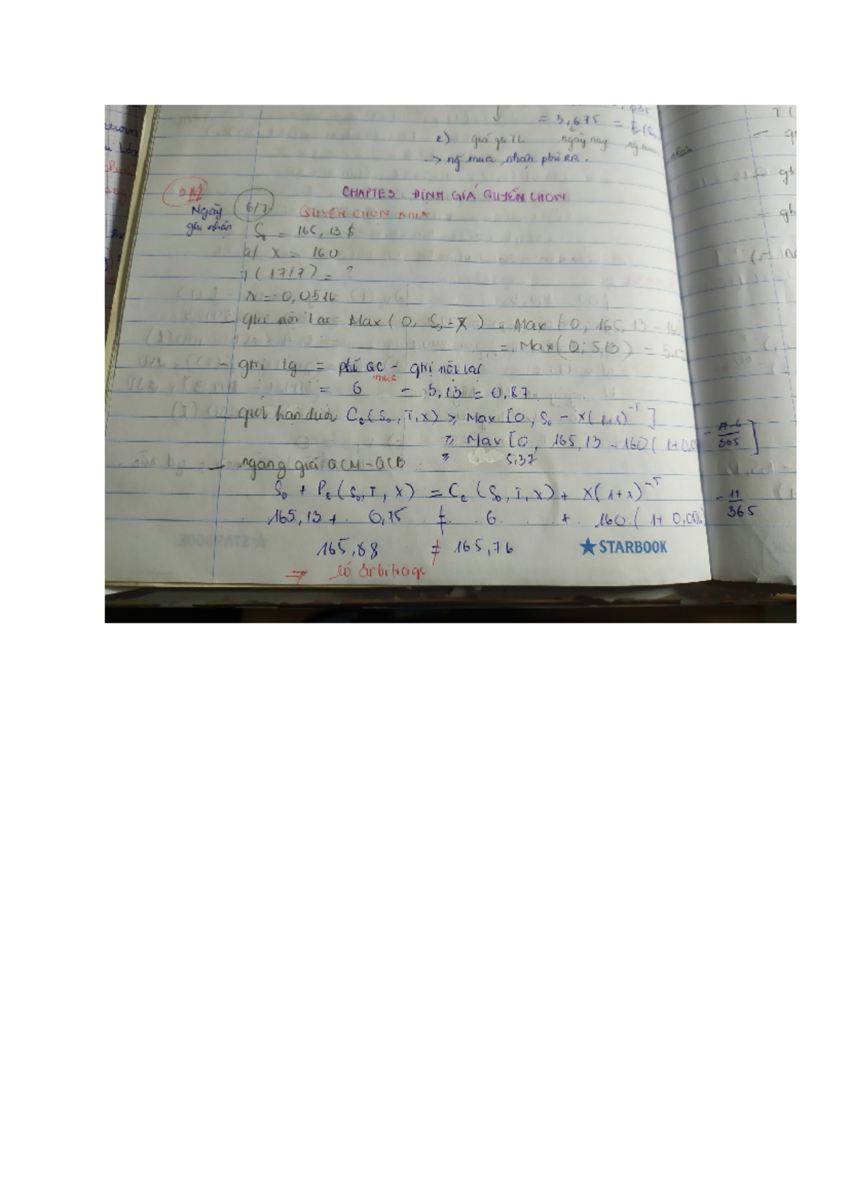 C3 BT ĐỊNH GIÁ QUYỀN CHỌN - 3M CHAPTE3 DINH GIA QUYEN CHON Ngay QUYEN CHON NIIA glu whan So 165 ...