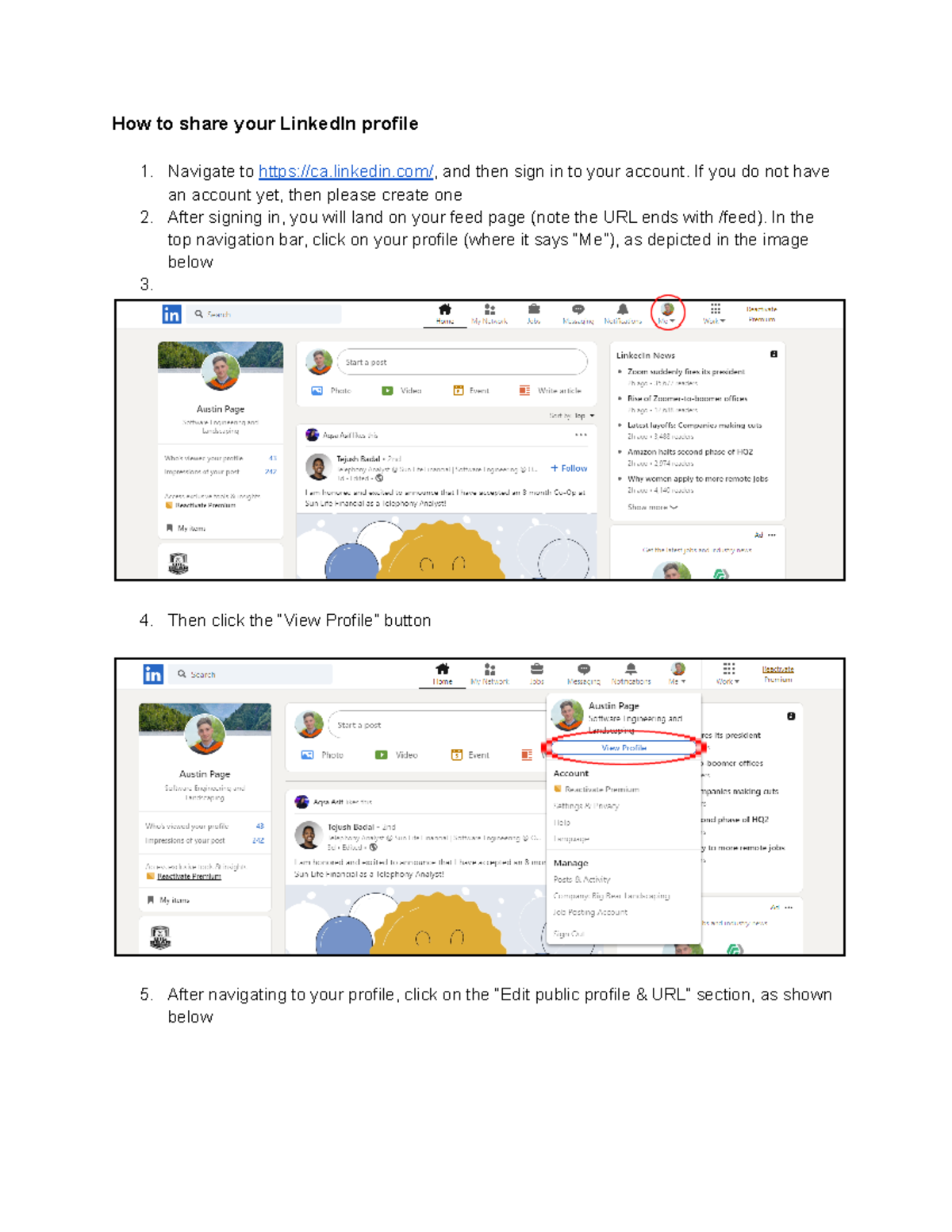 Linkedin Tutorial - How to share your LinkedIn profile Navigate to ca ...