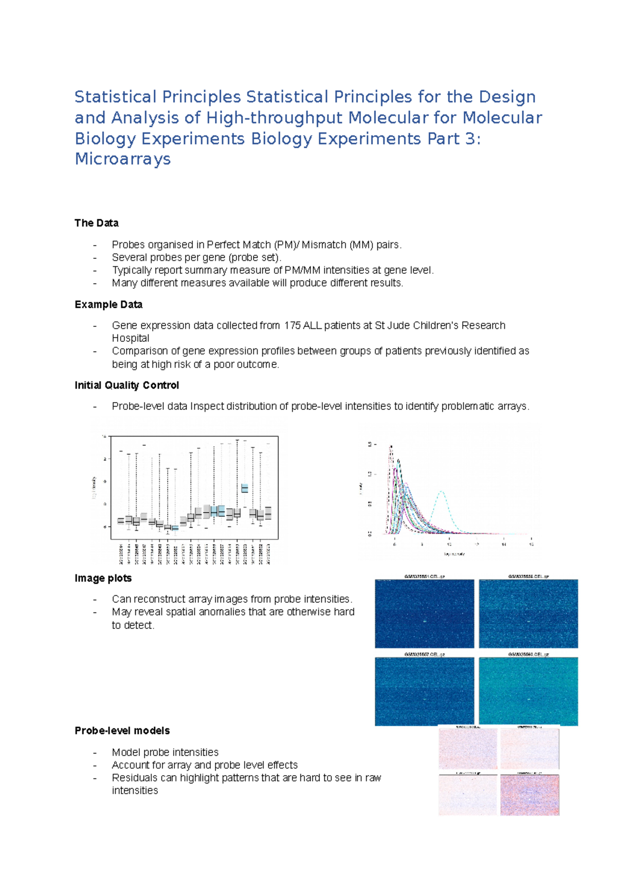 Lecture statistics 3 - Statistical Principles Statistical Principles for the Design and Analysis ...