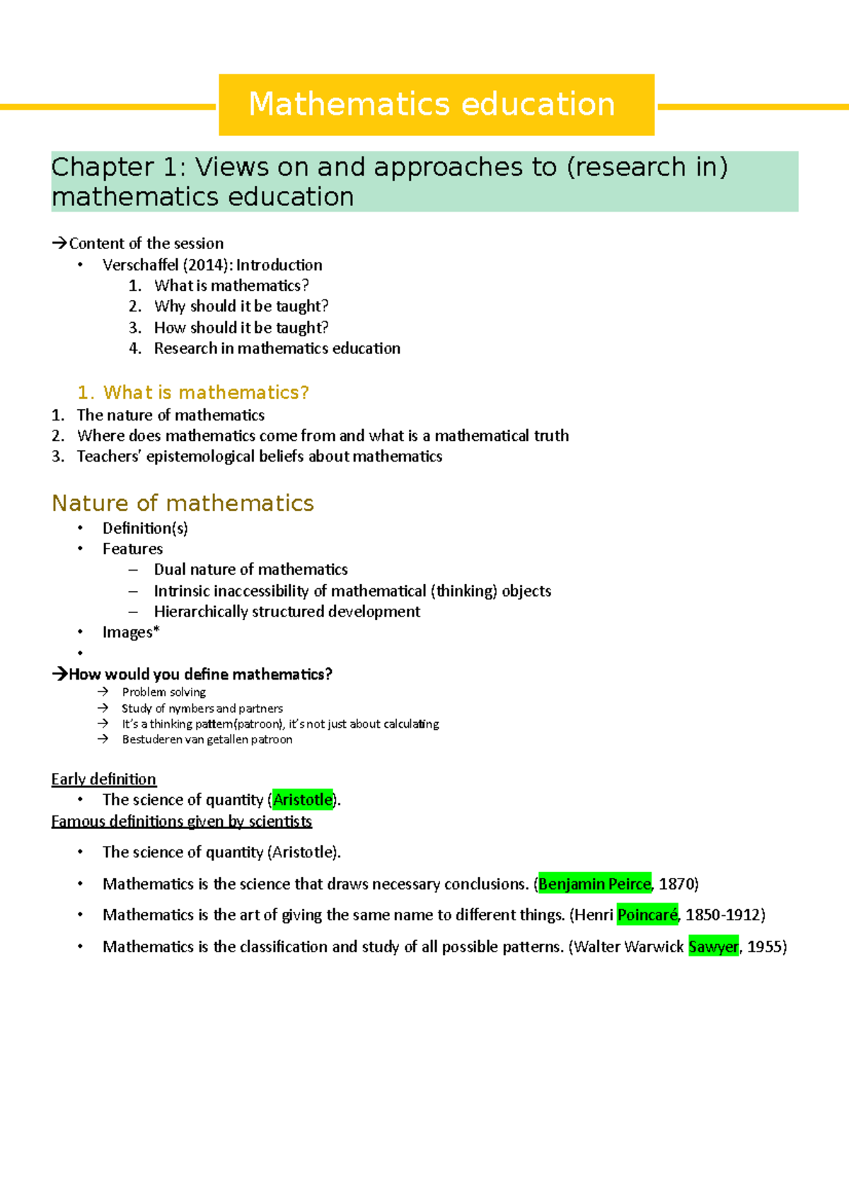 MLE svt - samenvatting MLE - Chapter 1: Views on and approaches to ...