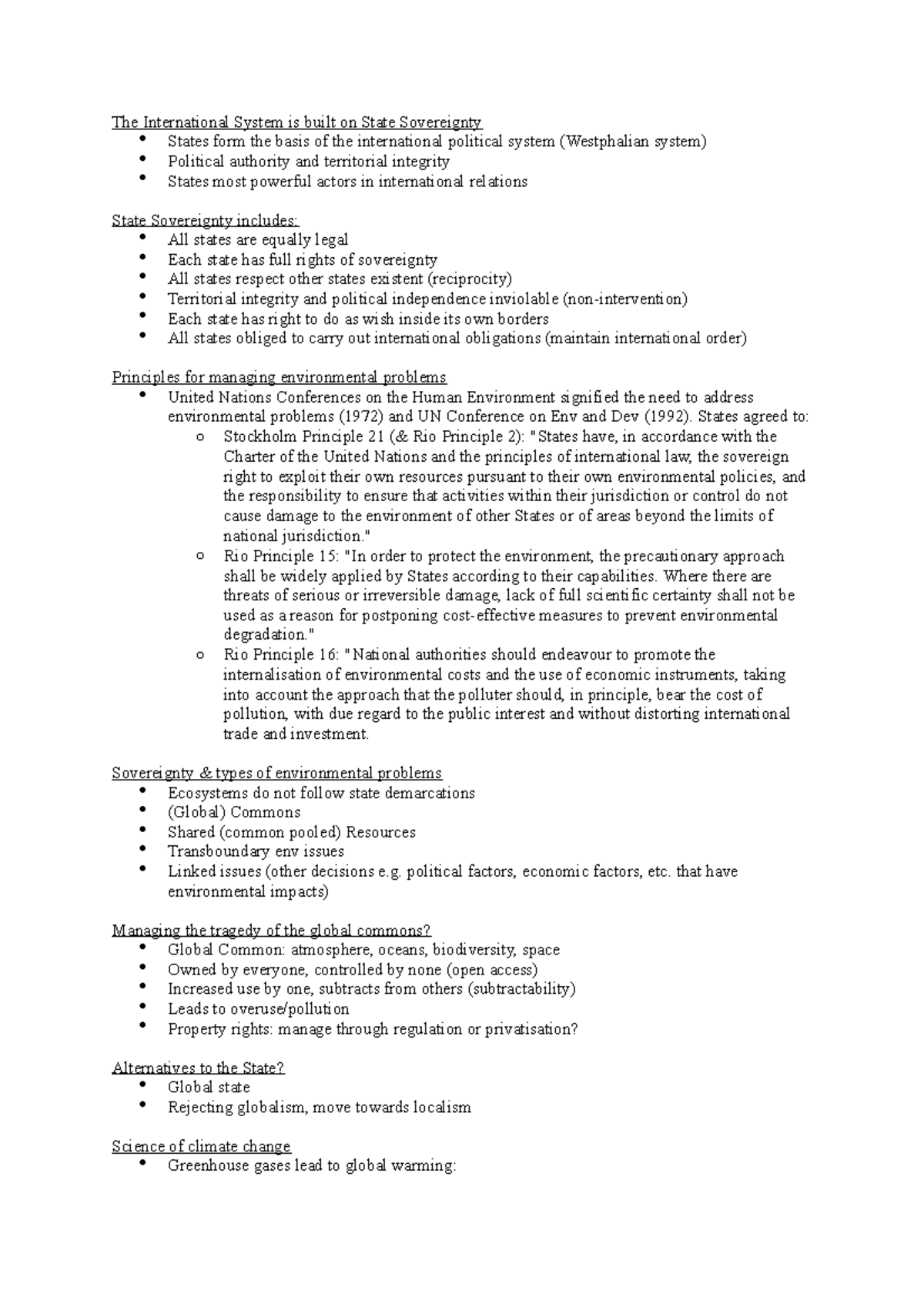 Govt1621 l6 - lecture 6 notes - The International System is built on ...