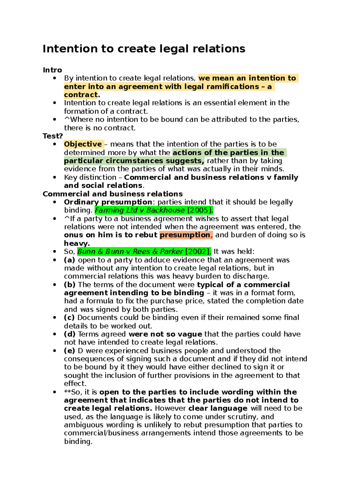 Intention to Create Legal Relations (ICLR): PGDL Revision - Intention ...