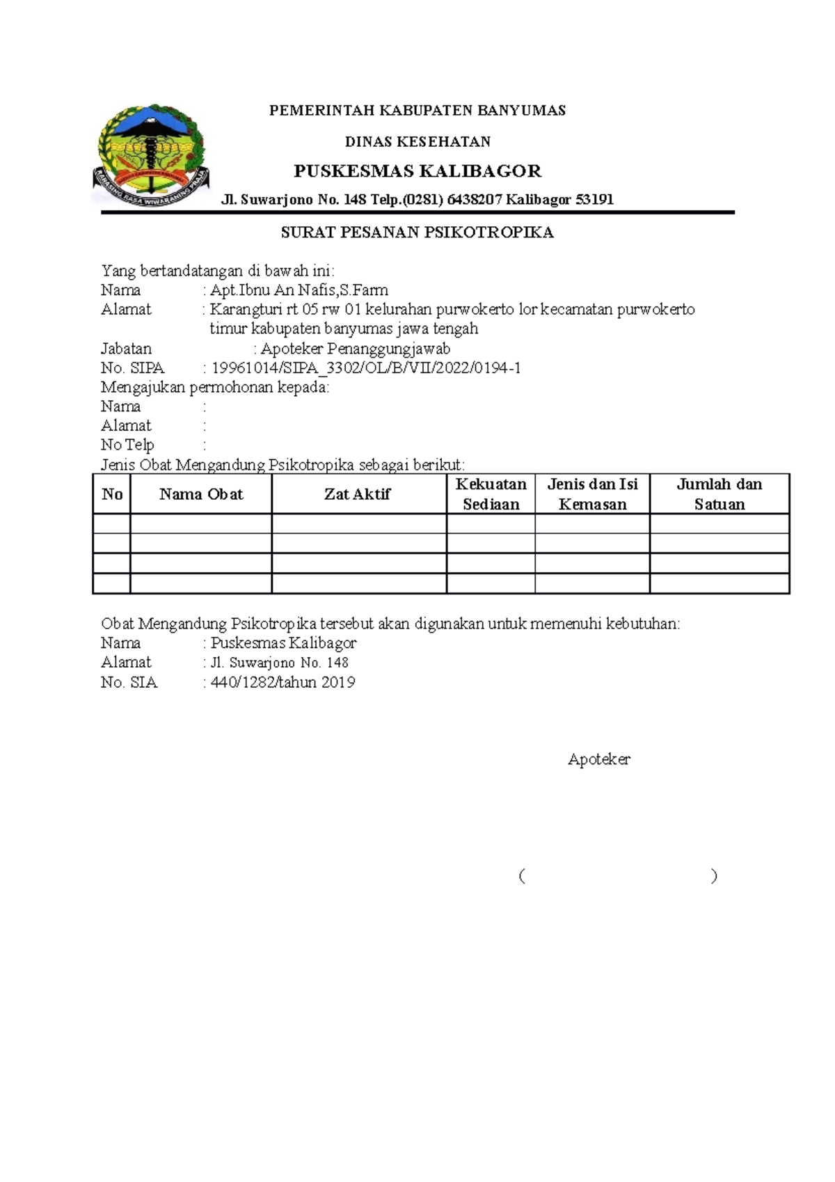 Contoh Surat Pesanan Obat 2 3994