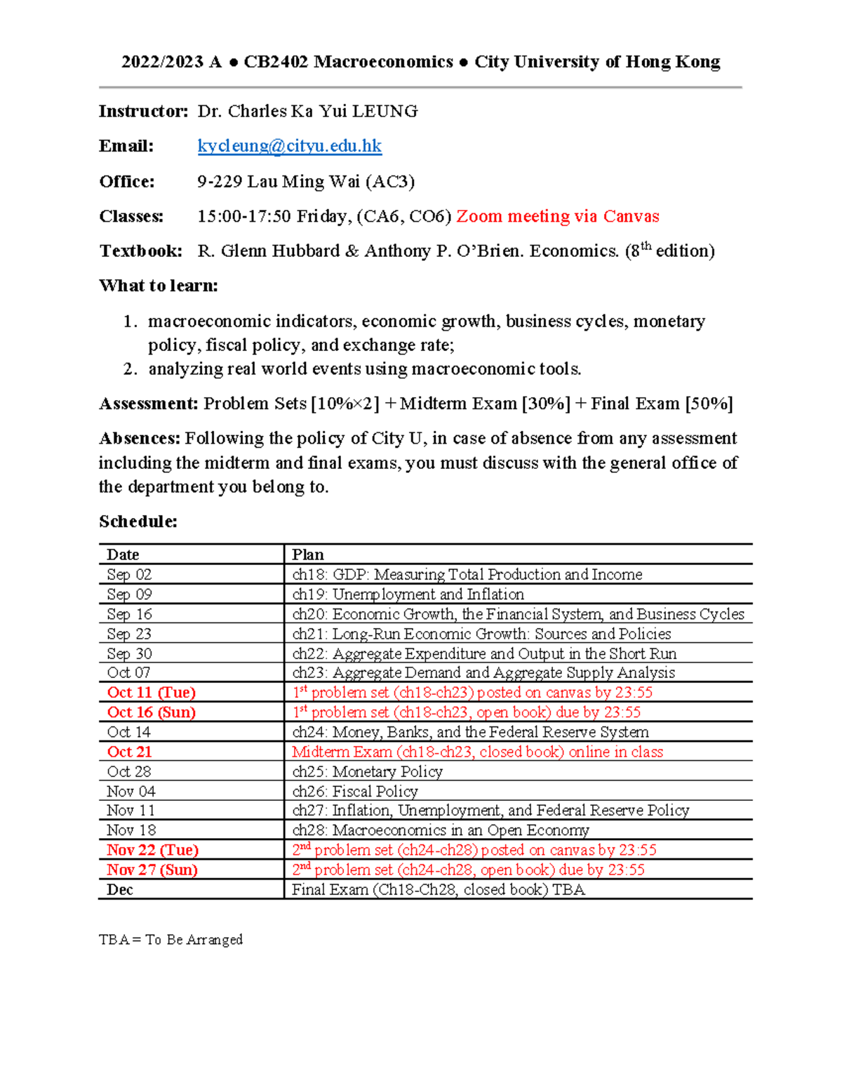 CB2402 Course Outline 2022-2023 Fall Fri (for students) - 2022/2023 A ... CB2402 Course Outline 2022-2023 Fall Fri (for students) - 2022/2023 A ...