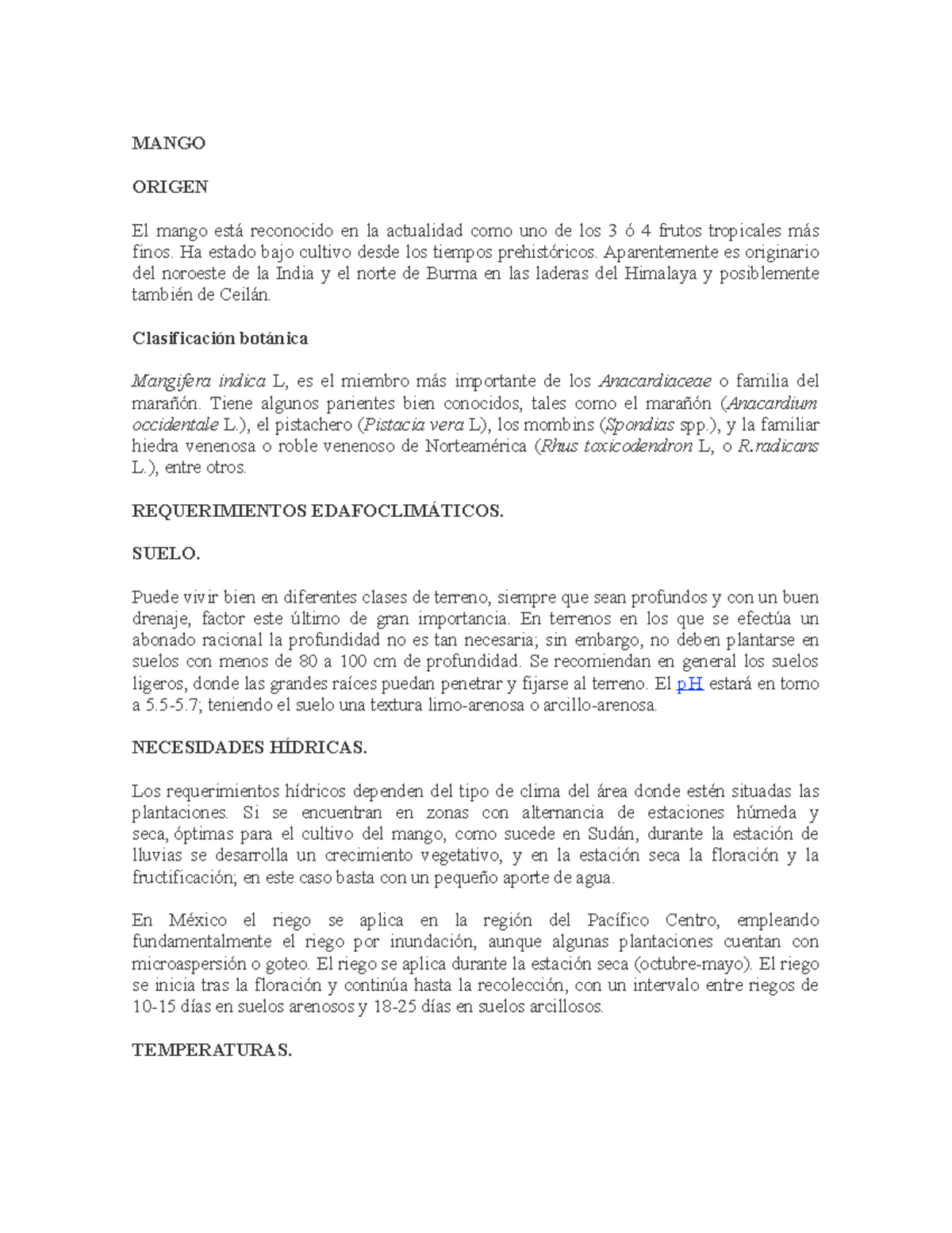 cultivo de mango con explicación de producción - MANGO ORIGEN El mango ...