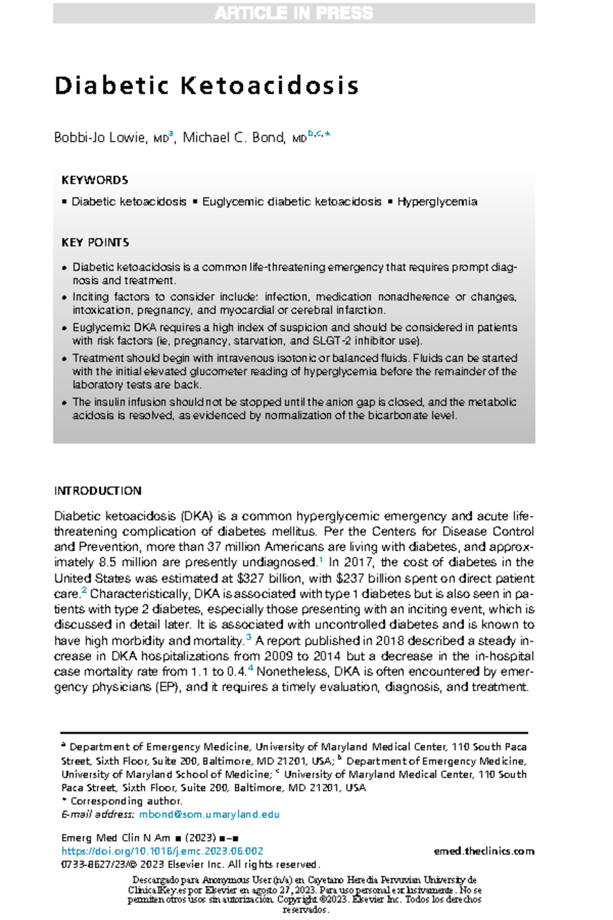 Cetoacidosis articulo - D i a b e t i c K e t o a c i d o s i s Bobbi ...