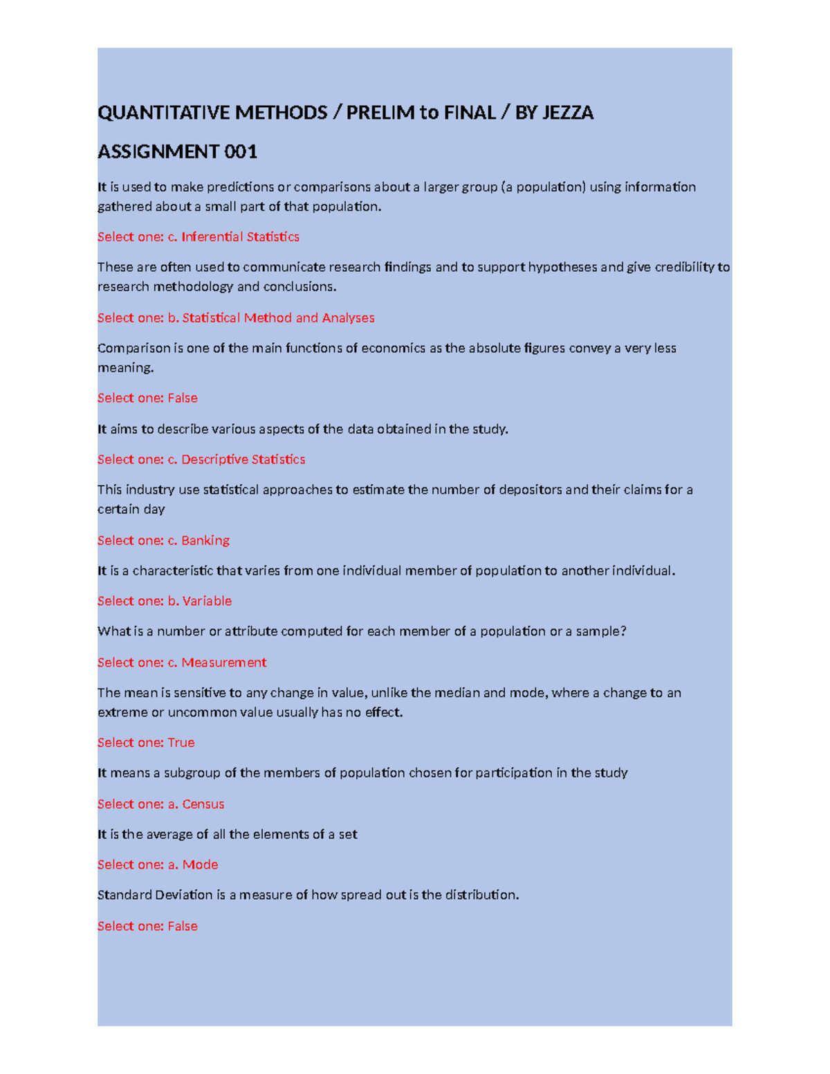 Quantitative Methods Prelim TO Final BY Jezza Amacc Calamba - QUANTITATIVE METHODS / PRELIM to ...