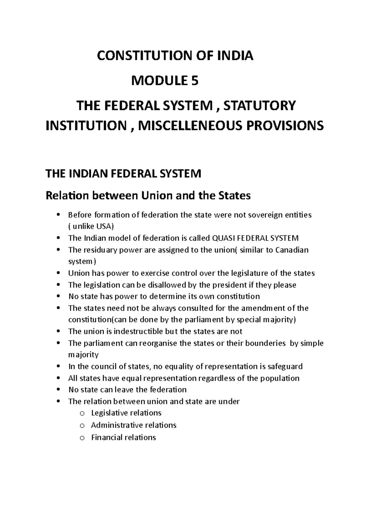 CONSTITUTION OF INDIA MCN 202 MODULE 5 PART 1 - CONSTITUTION OF INDIA ...