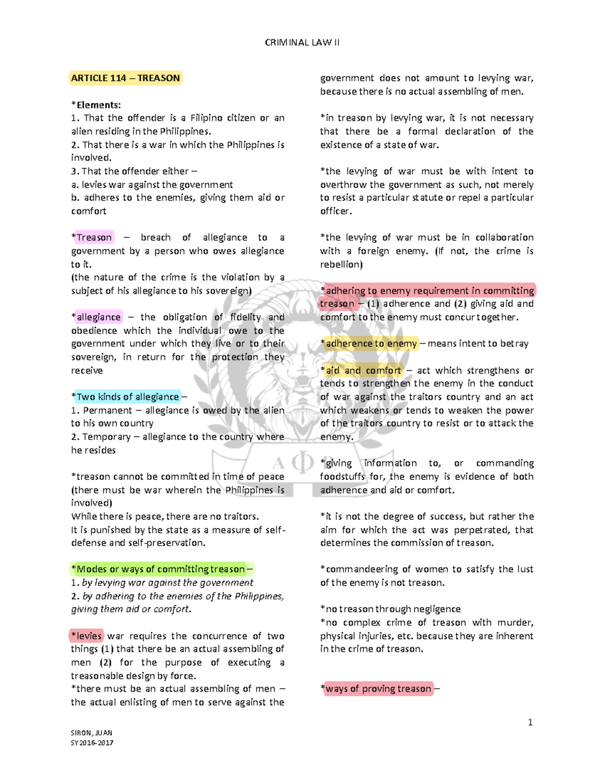 RPC Criminal LAW BOOK 2 Notes - Cebu Normal University - CRIMINAL LAW ...
