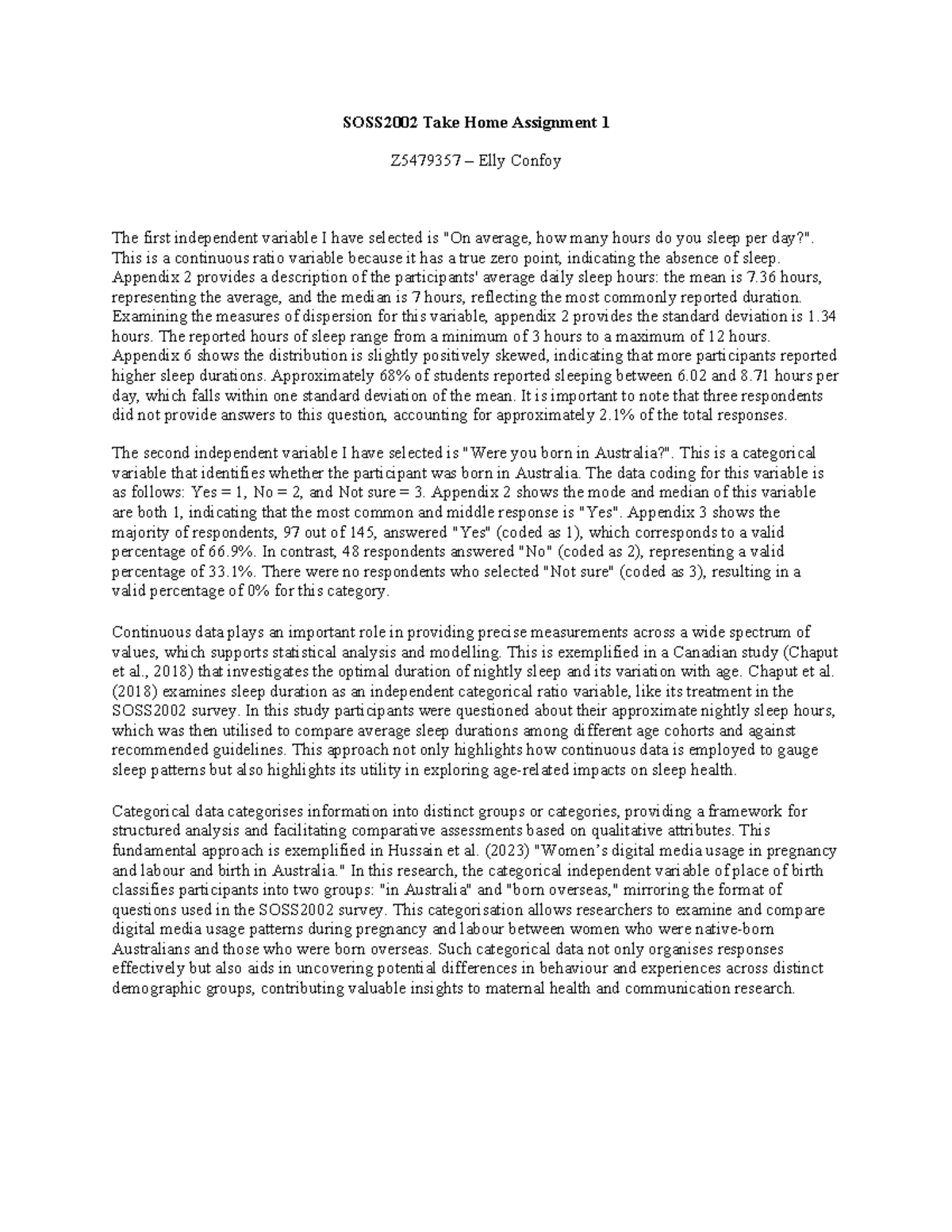 SOSS Take Home 1 - SOSS2002 Take Home Assignment 1 Z5479357 – Elly ...