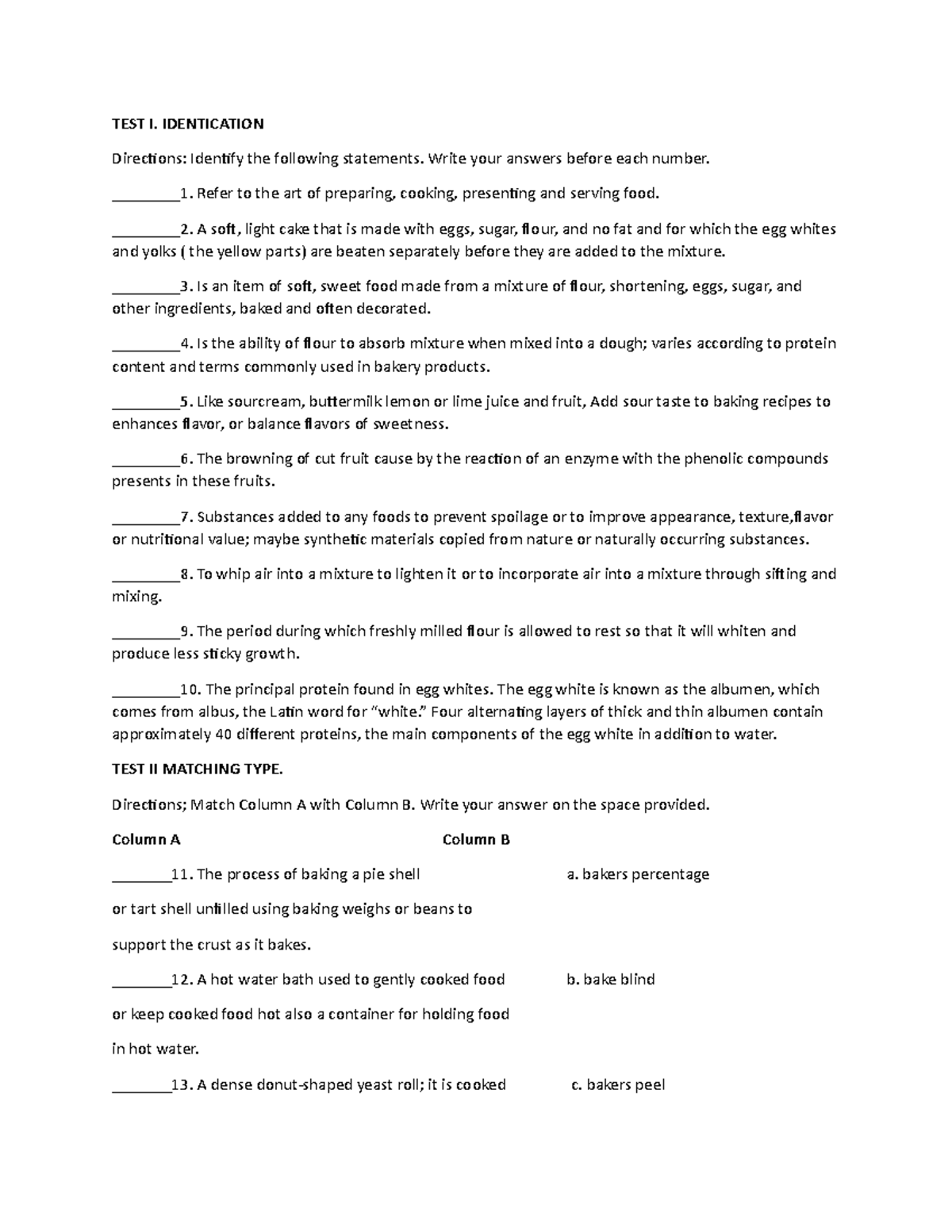 AU EXAM 2ND SEM - information - TEST I. IDENTICATION Directions ...