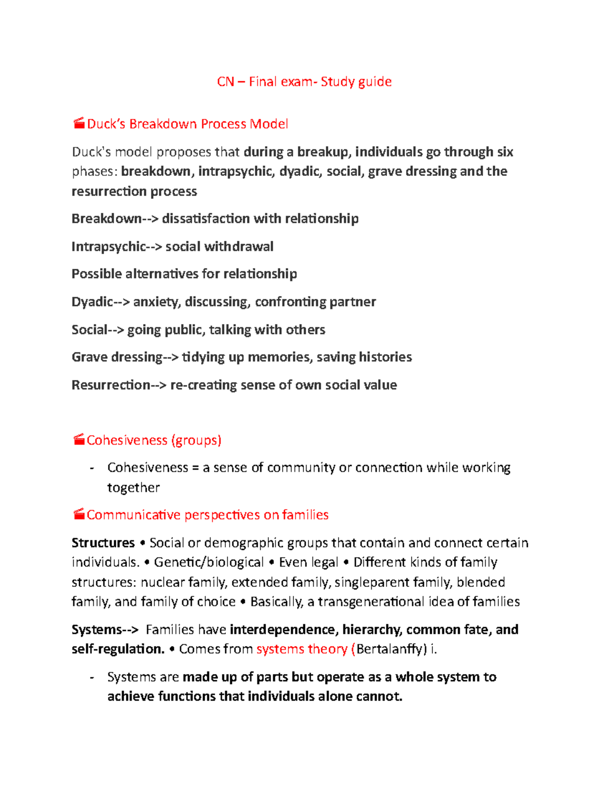 Cn study guide - CN – Final exam- Study guide Duck’s Breakdown Process ...