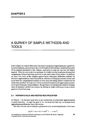 Part Seven Introduction to Numerical Analysis - CHAPTER 7 NUMERICAL METHODS FOR THE SOLUTION OF ...