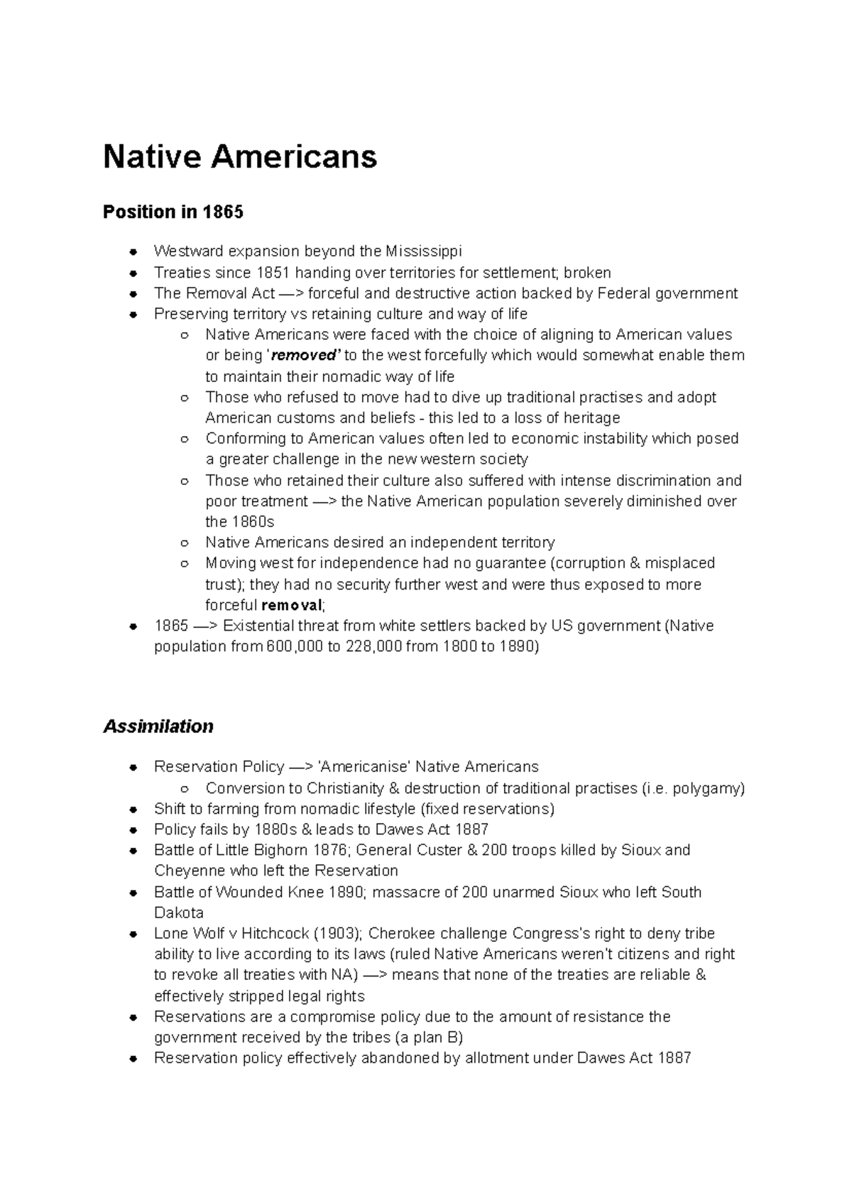 Native American Notes - Native Americans Position in 1865 Westward ...