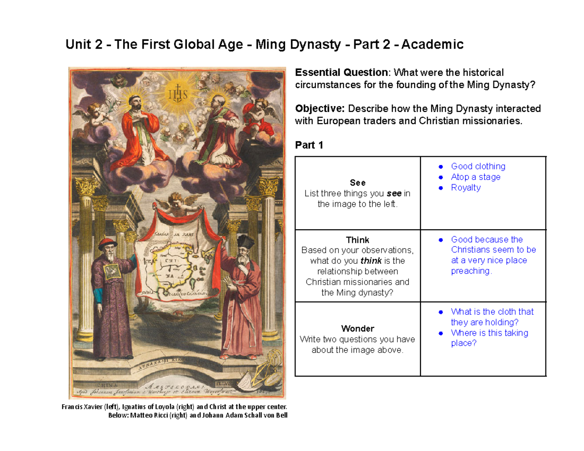 Ming Dynasty - Part 2 - Academic - Unit 2 - The First Global Age - Ming ...