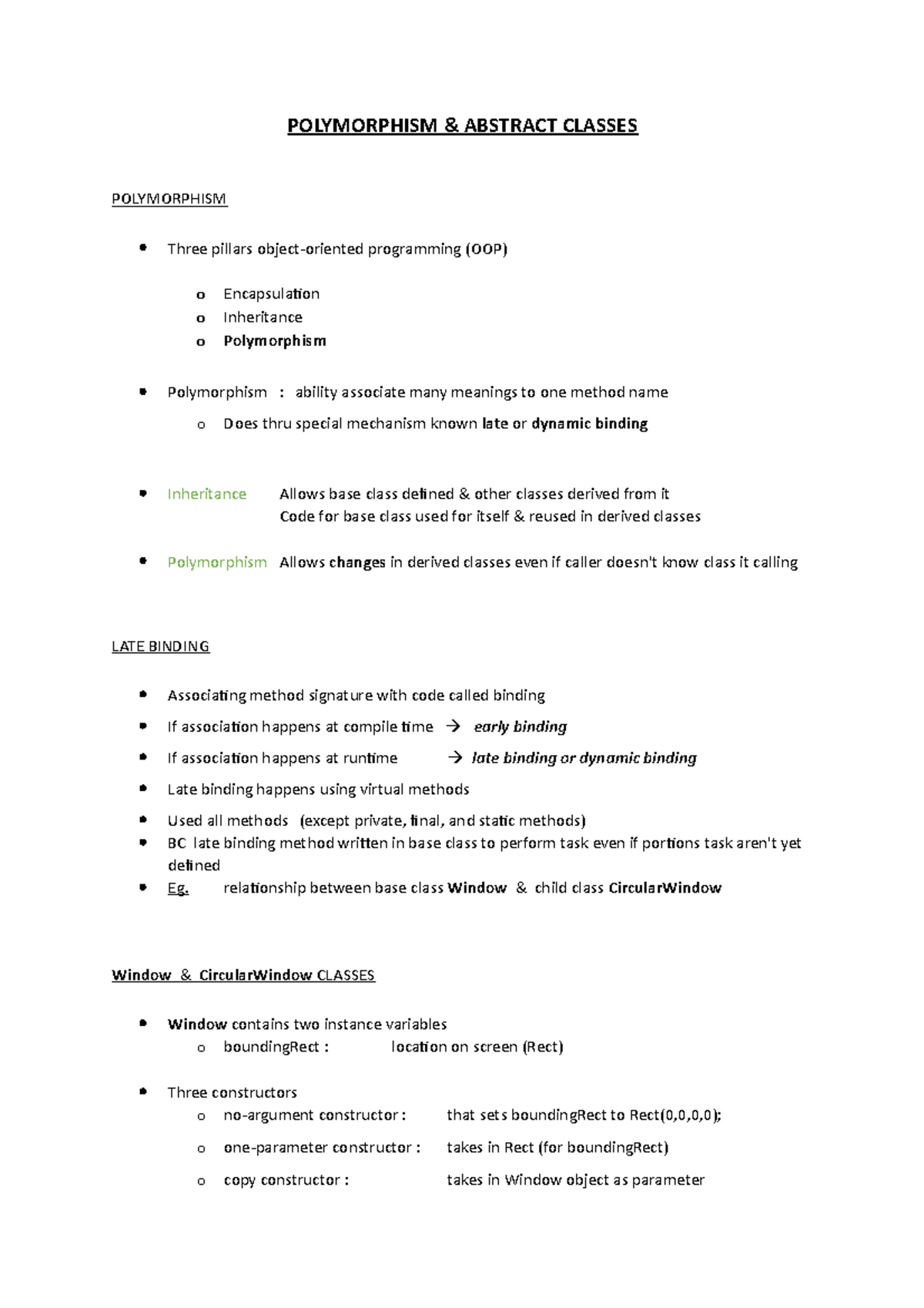 10. Polymorphism - CSC1015F UCT - POLYMORPHISM & ABSTRACT CLASSES POLYMORPHISM Three pillars ...
