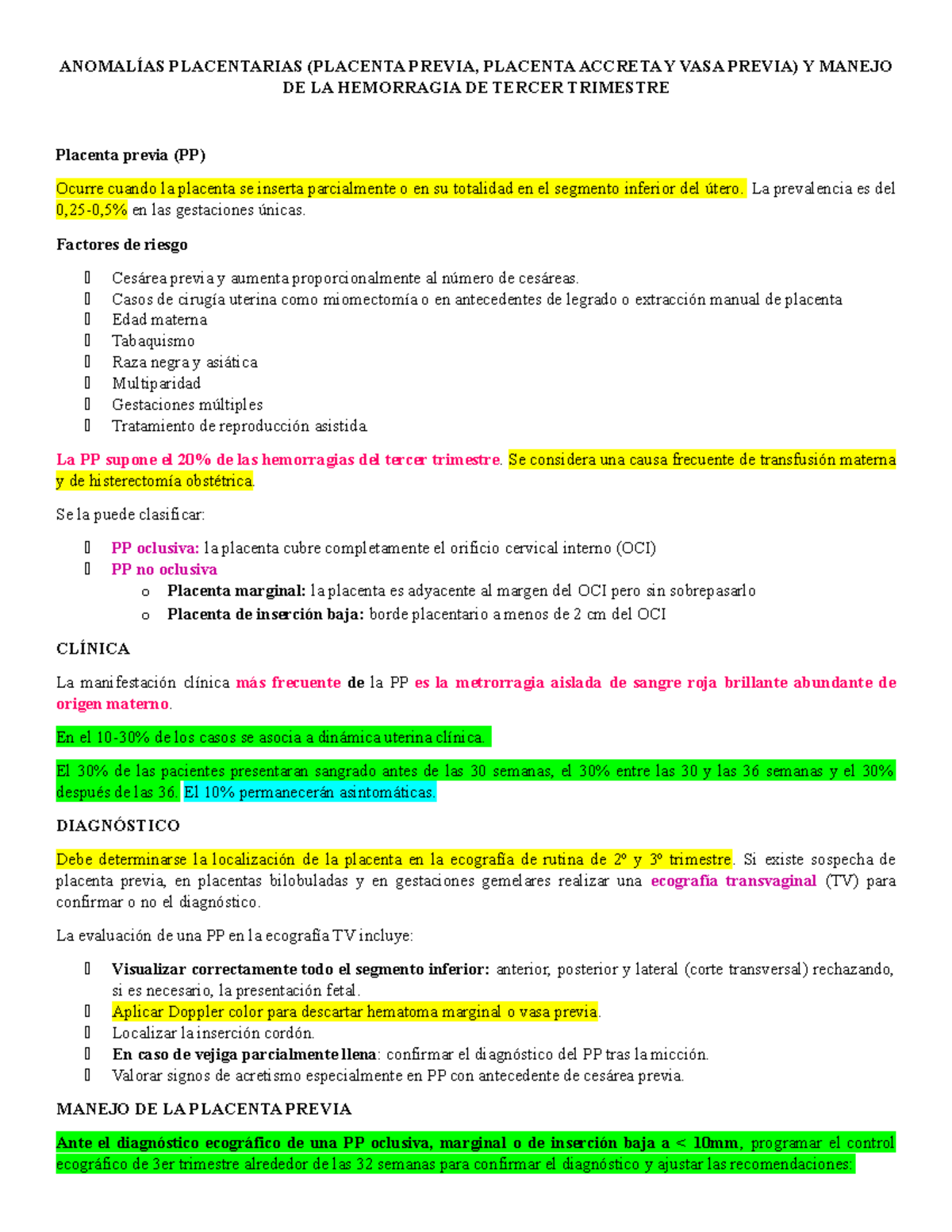 Anomalías Placentarias - ANOMALÍAS PLACENTARIAS (PLACENTA PREVIA ...
