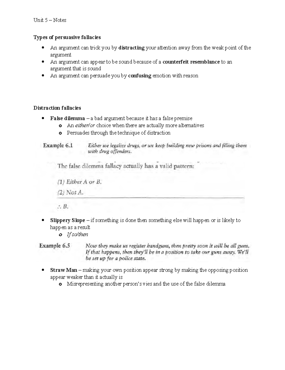 Unit 5 - Notes - Types of persuasive fallacies An argument can trick ...