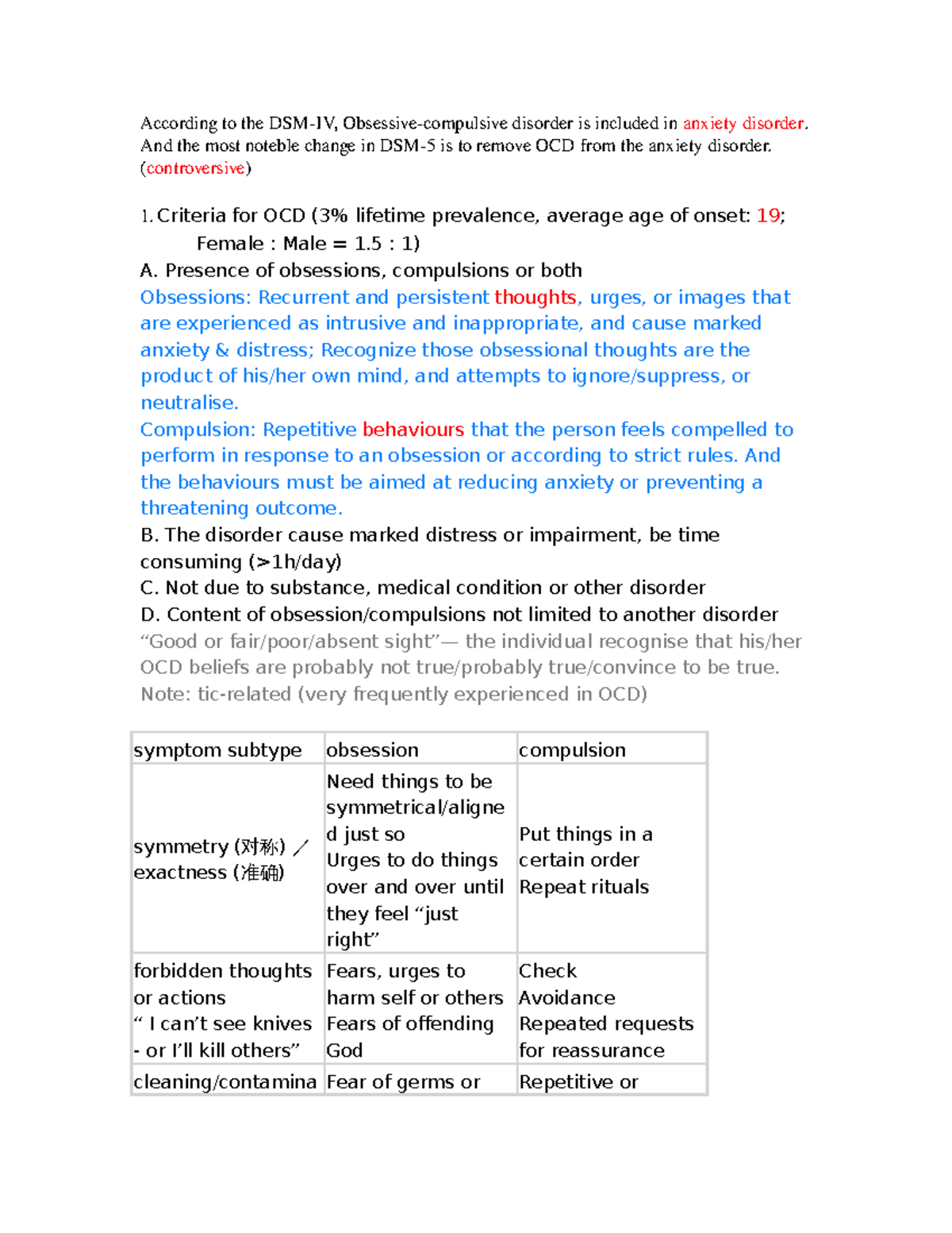 OCD and related disorder - According to the DSM-IV, Obsessive ...