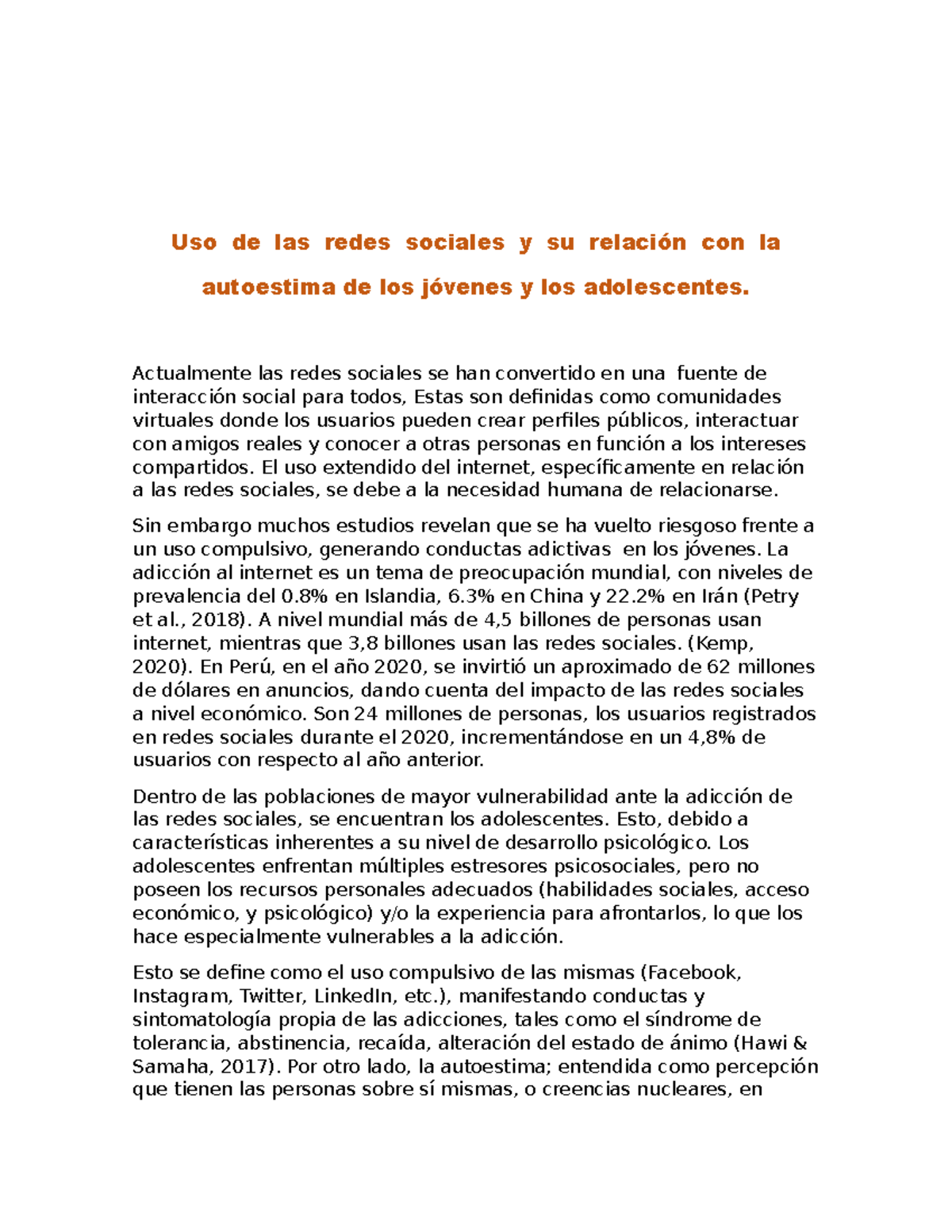 Texto argumentativo - clase s2.1 - Uso de las redes sociales y su ...