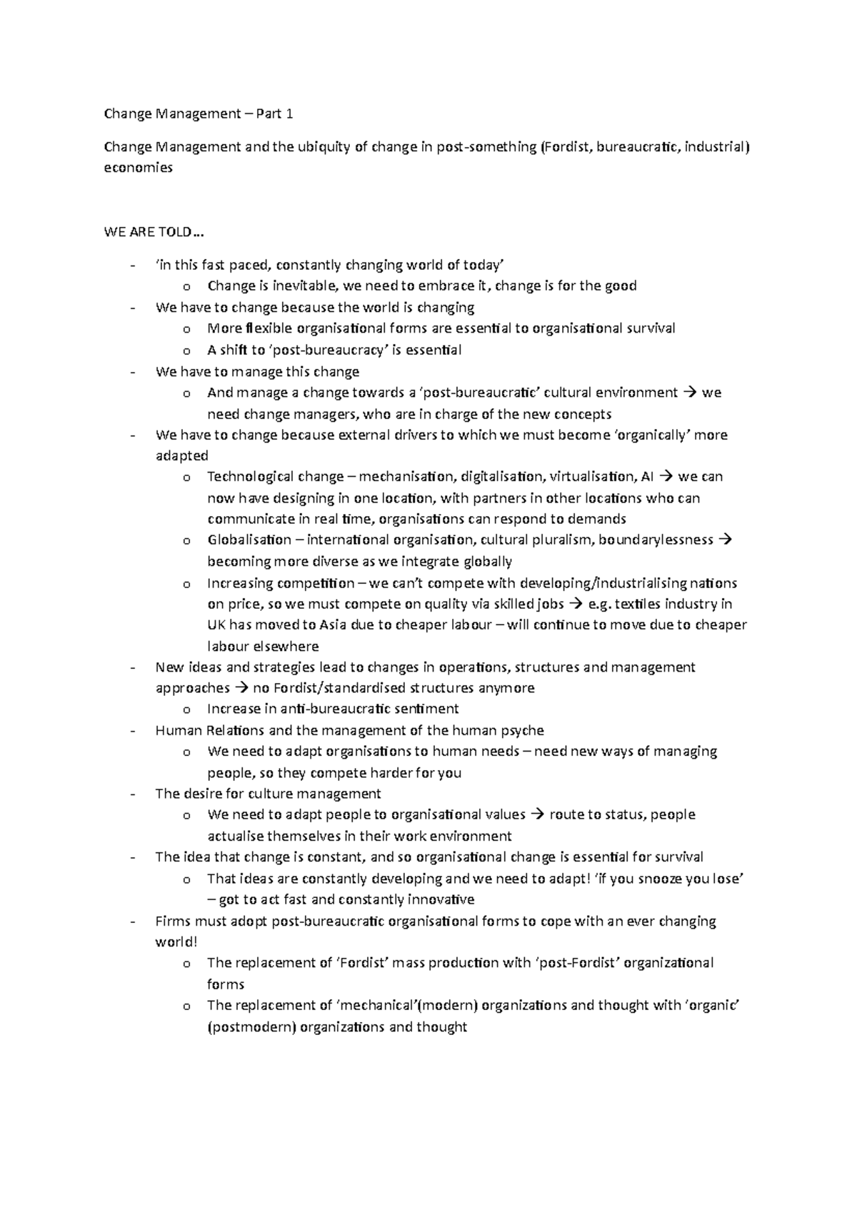 4. Change Management Part 1 - Change Management – Part 1 Change ...