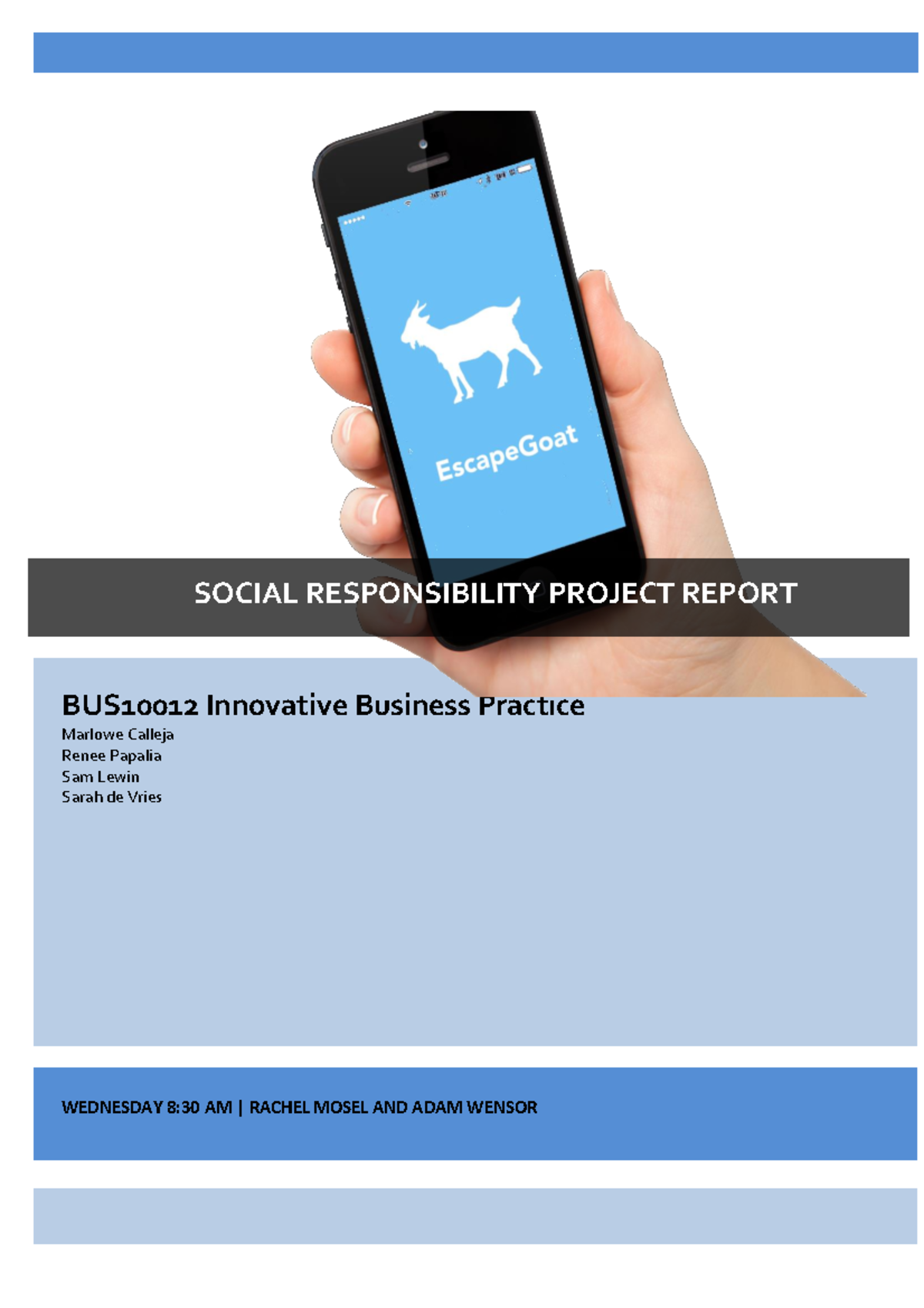 SOCIAL ENTREPRENEURSHIP PROJECT - BUS10012 Innovative Business Practice ...