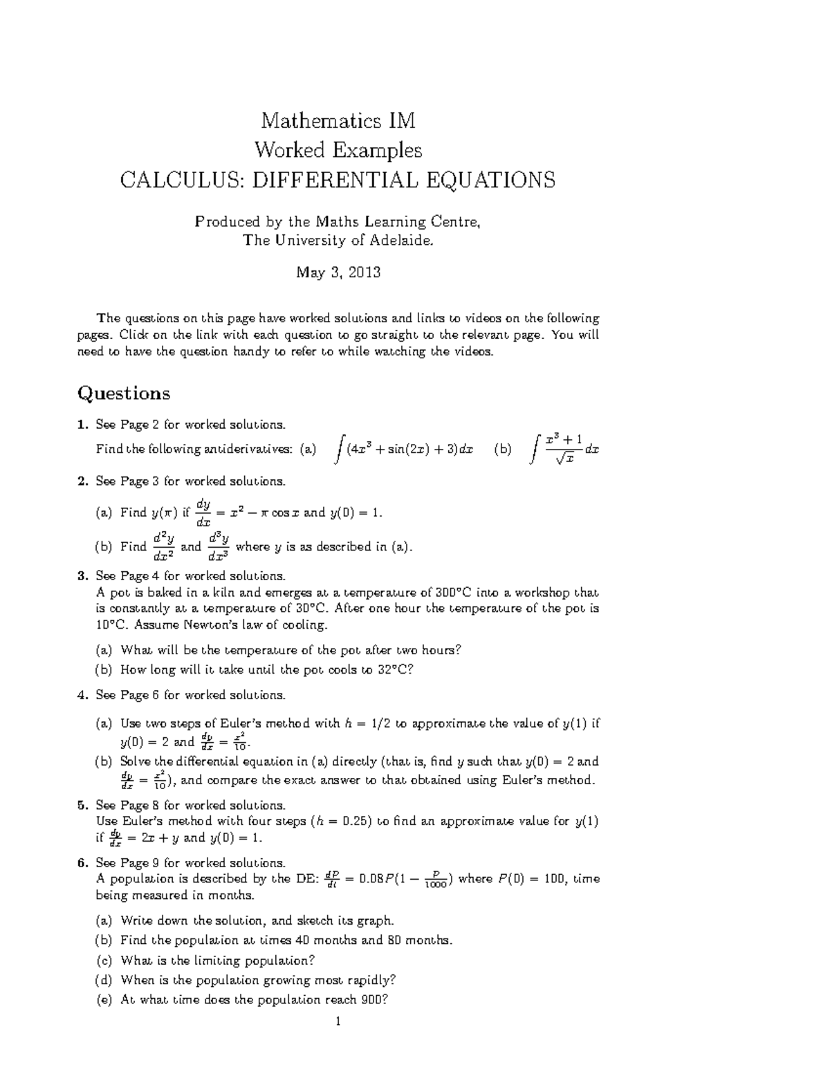 Lecture notes, lecture examples calc diffeq - Mathematics IM Worked ...