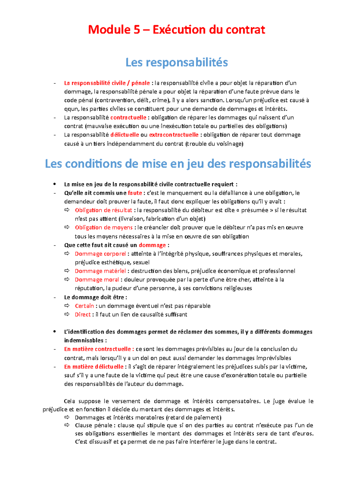 Module 5 – Exécution du contrat - Module 5 – Exécution du contrat Les ...