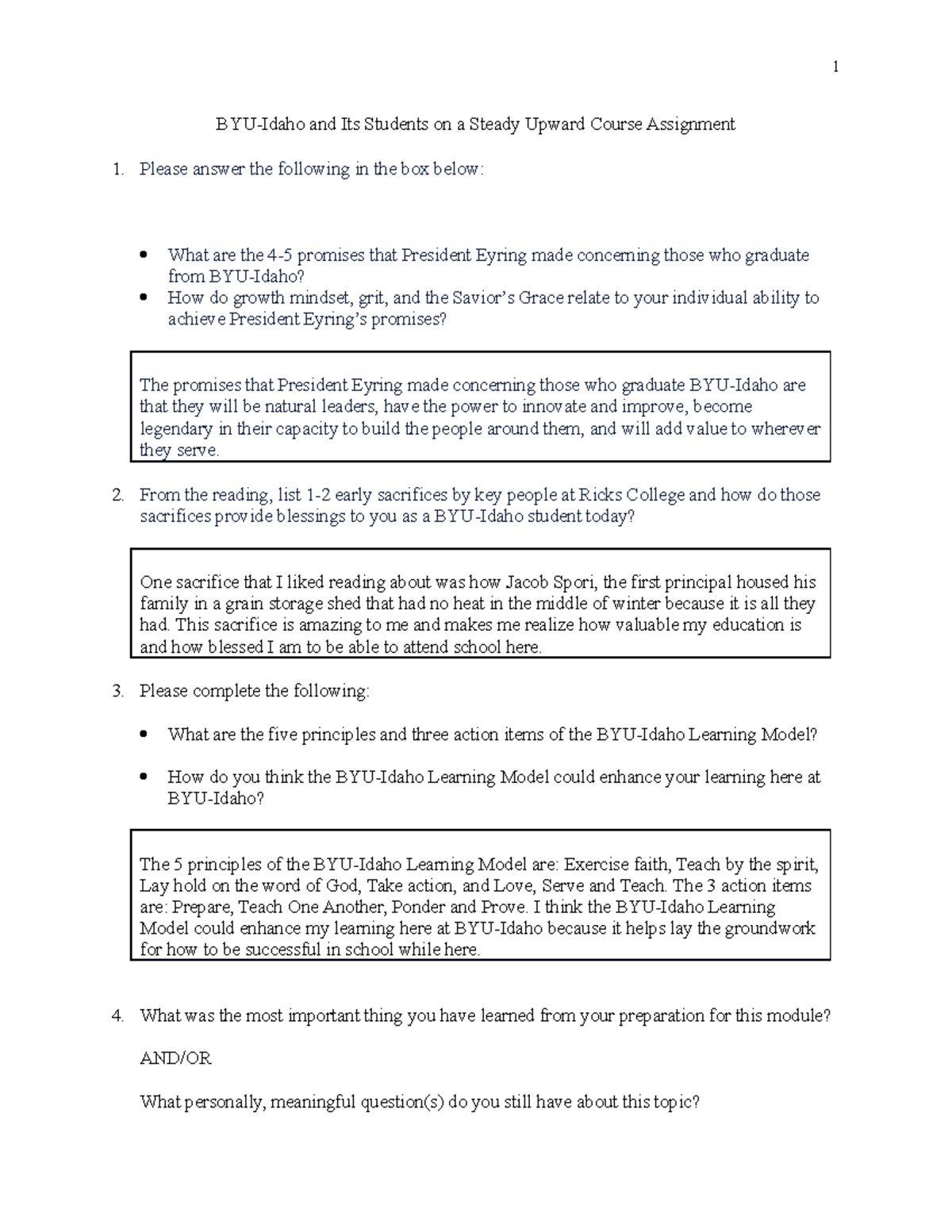 A Steady Upward Course - college success - 1 BYU-Idaho and Its Students ...