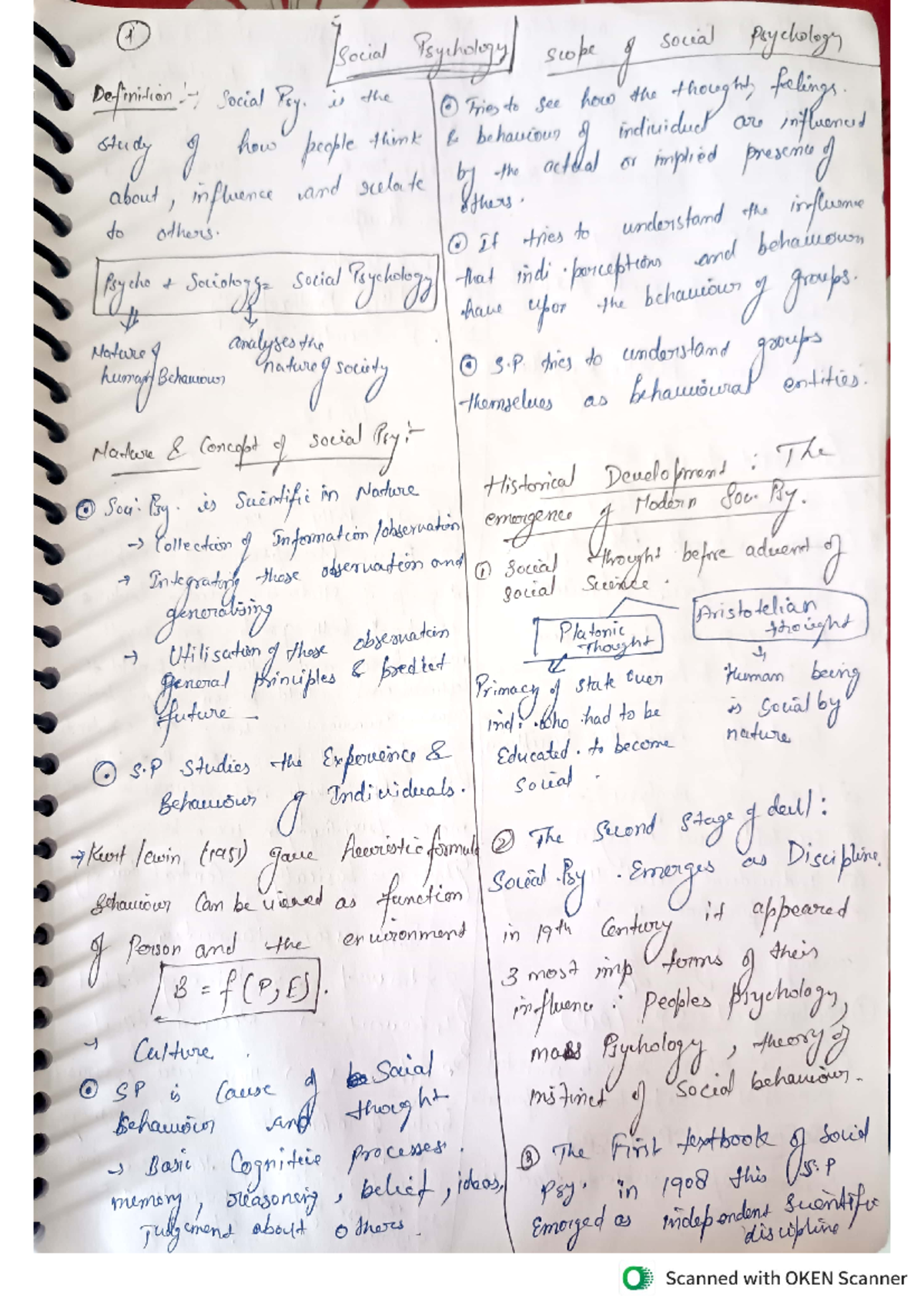 Braj MAPC 004 handwritten notes - 1 Social Psychology scope of social ...