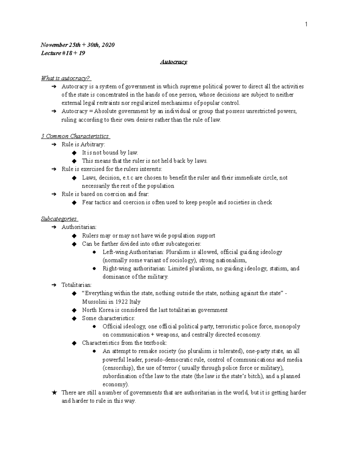 Introduction to Politics - Lecture #18 +19 - 1 November 25th + 30th ...