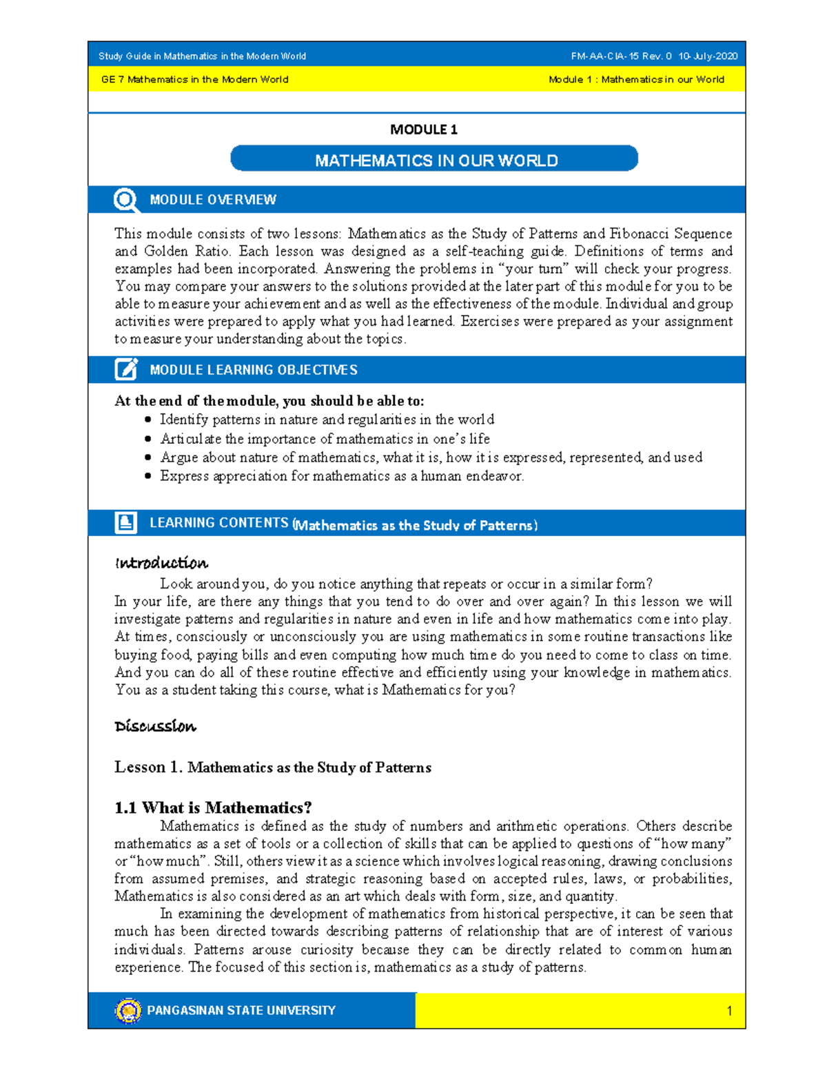 Chapter 1 - lesson 1 - GE 7 Mathematics in the Modern World Module 1 ...