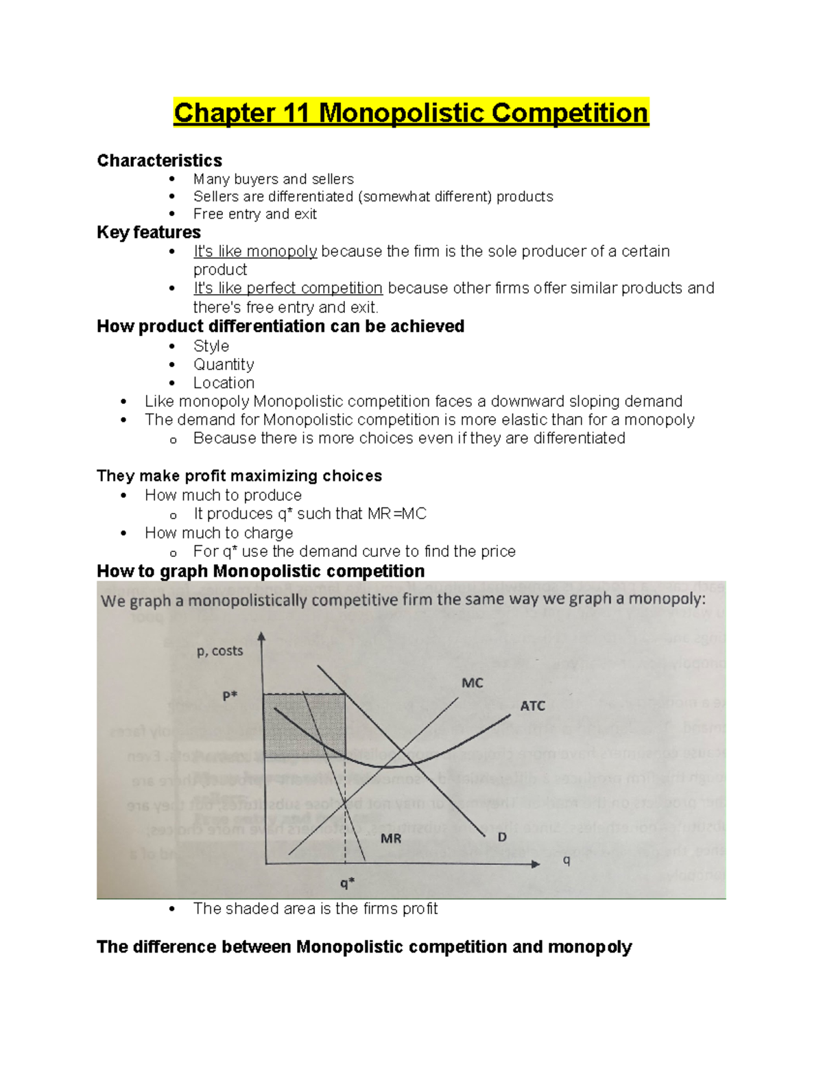 Chapter 11 Monopolistic Competition - Chapter 11 Monopolistic ...