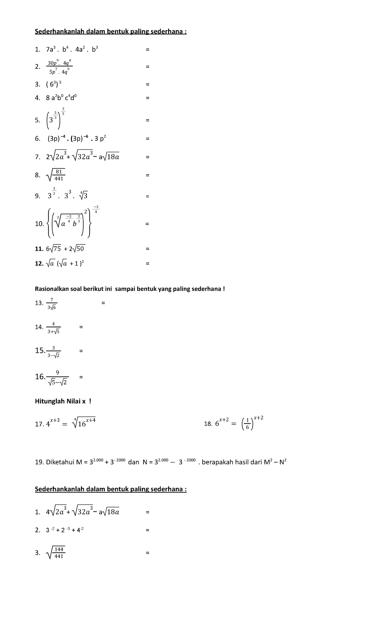 Lat soal mat - This is the practice materials for mathematics. Enjoy ...