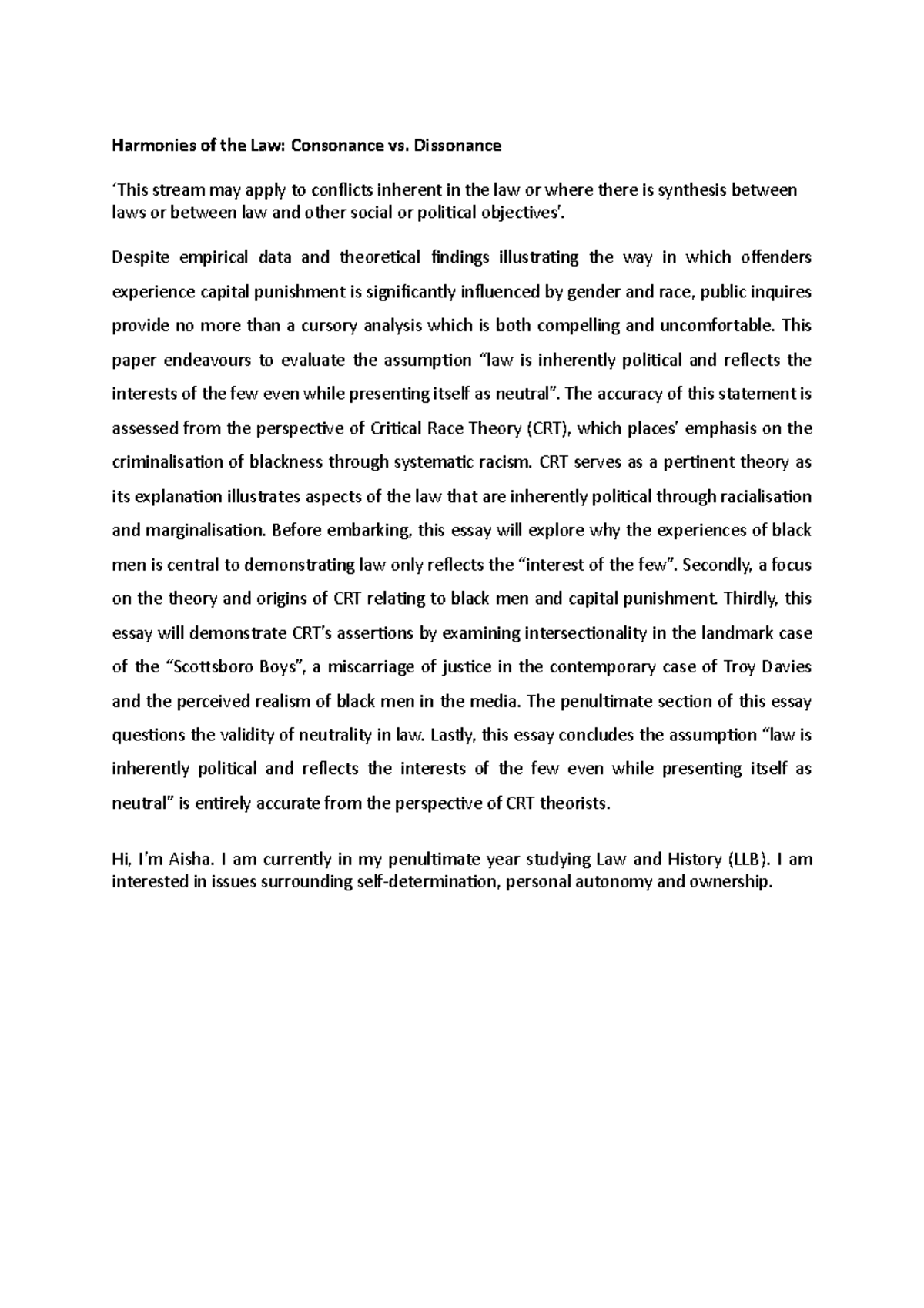 Abstract of the title - Law - Studocu