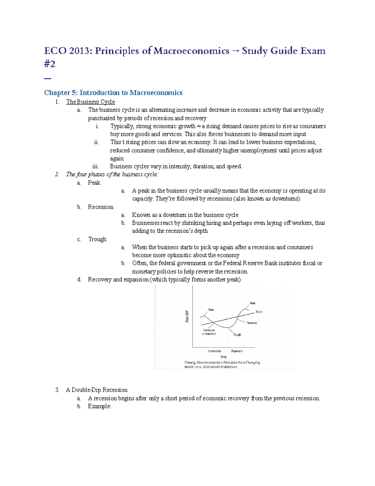 ECO 2013- Study Guide Exam #2 - ECO 2013: Principles of Macroeconomics → Study Guide Exam ...