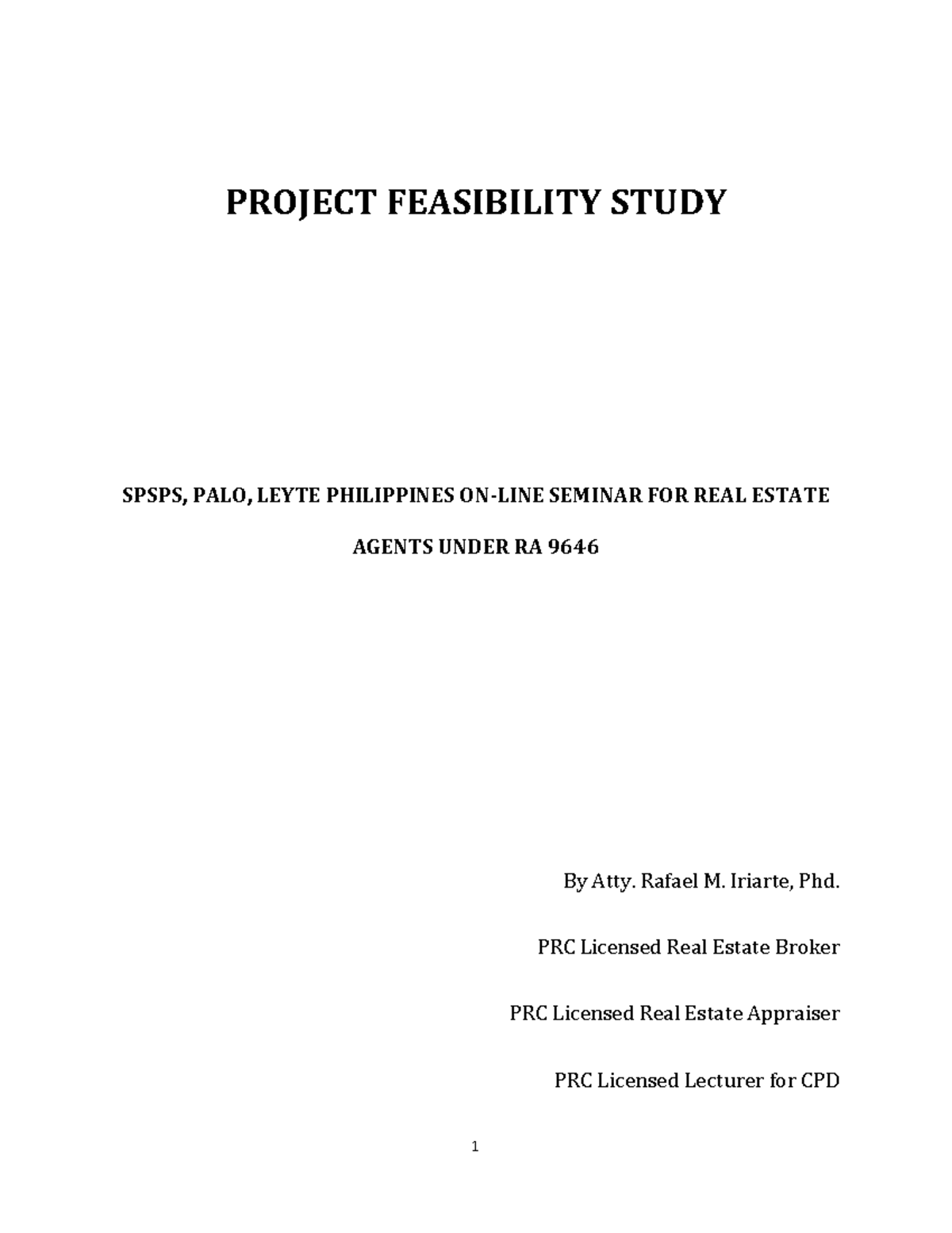Example OF Project Feasibility Study Spsps - Masters in Public Resource ...