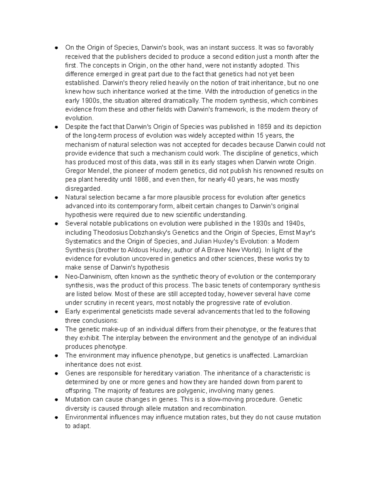 Modern Synthesis Evolution - On the Origin of Species, Darwin's book ...