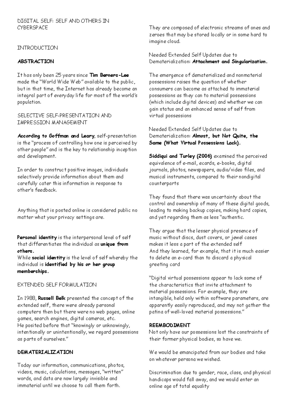UTS- Finals- Reviewr - reviewer - DIGITAL SELF: SELF AND OTHERS IN ...