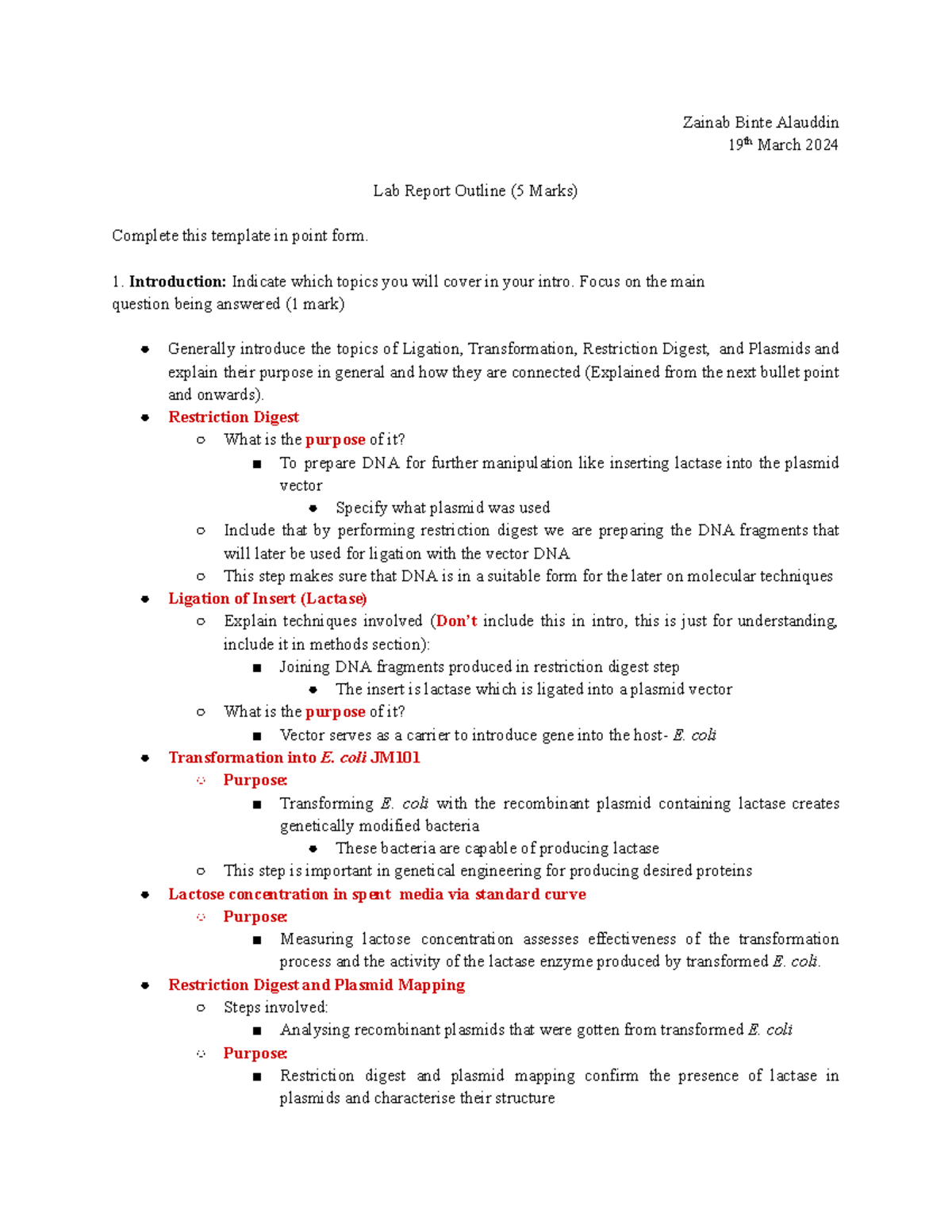 2290 Lab Outline - Zainab Binte Alauddin 19 th March 2024 Lab Report ...
