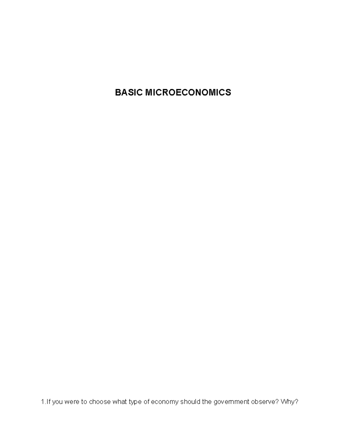 Basic Microeconomics - ................. - BASIC MICROECONOMICS 1 you ...