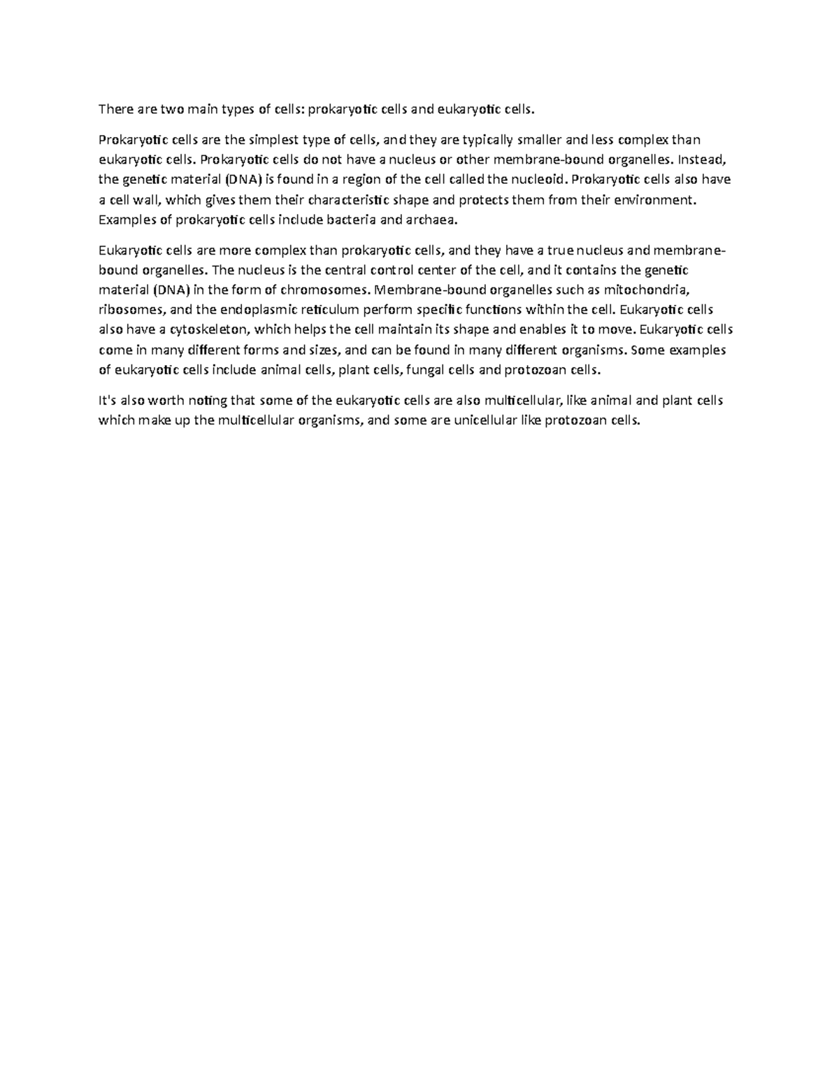 Cells - There are two main types of cells: prokaryotic cells and ...