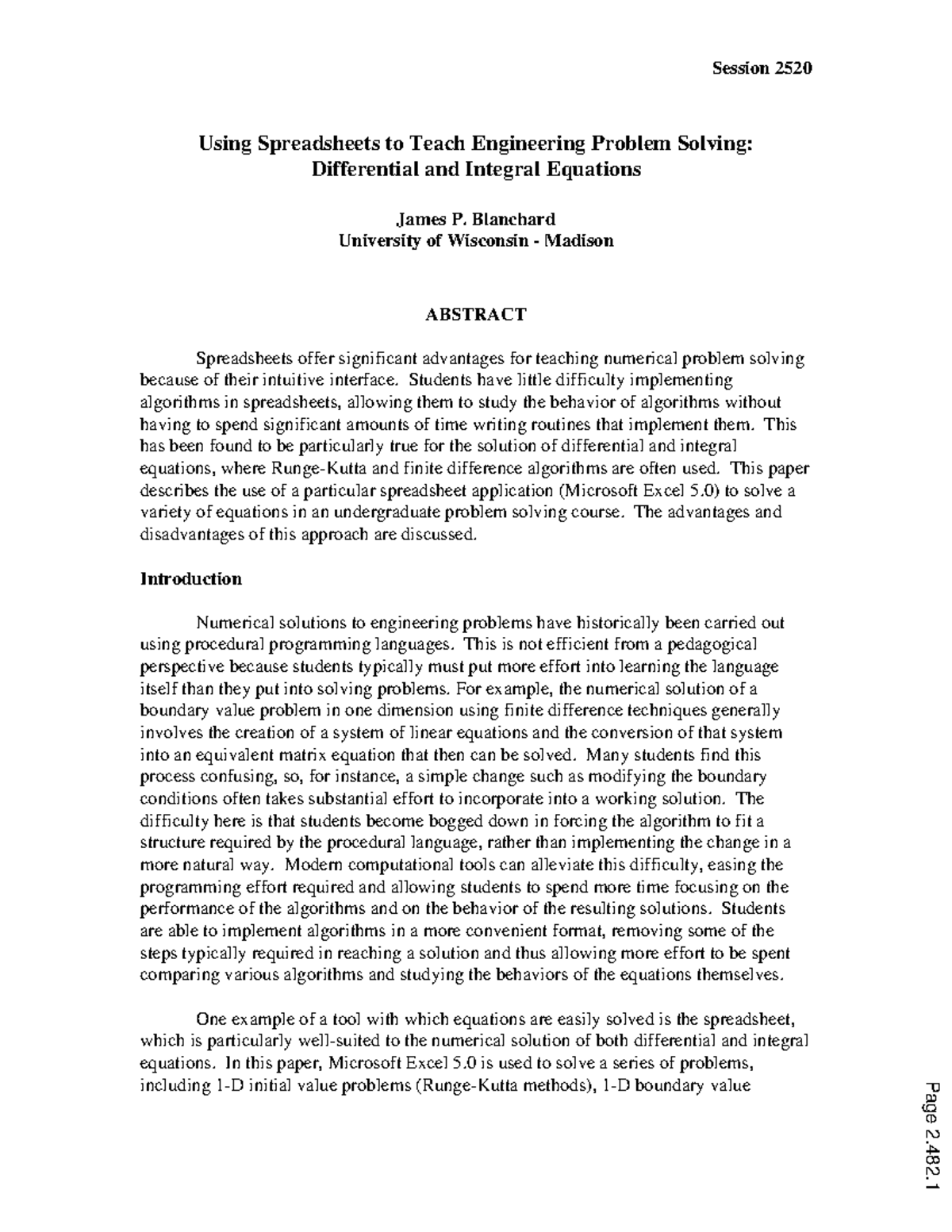 Solving Integral Using Spreadsheets - Session 2520 Using Spreadsheets ...