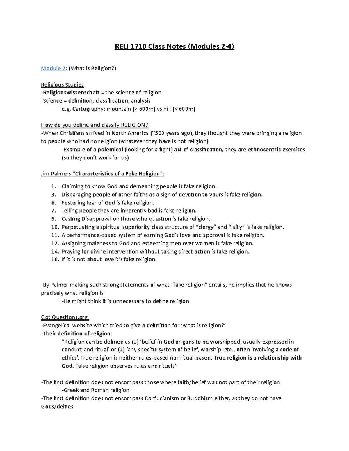 Method and Theory - Lecture notes 5 - RELI 1710 Class Notes (Modules 2 ...