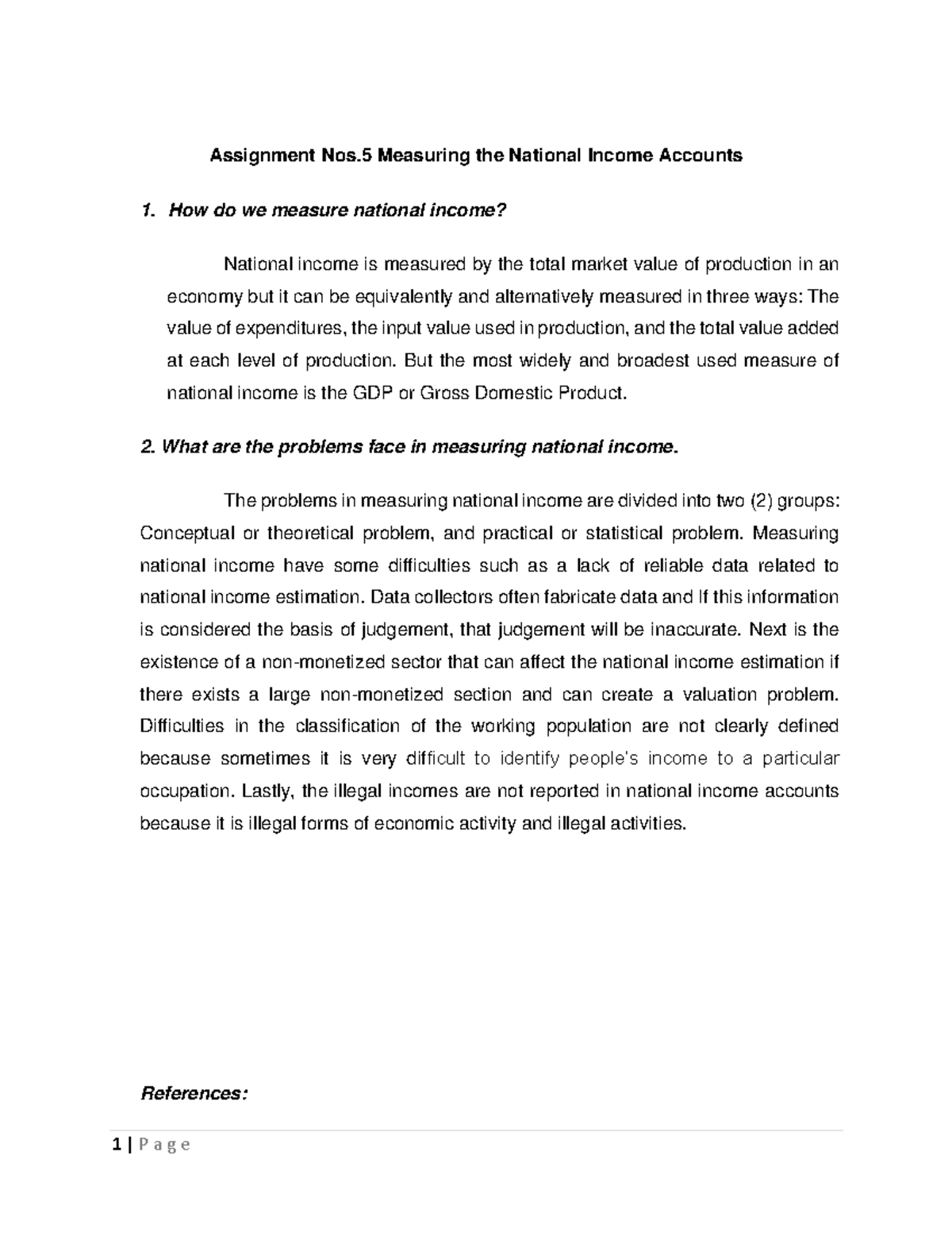 Ass. Nos. 5 Measuring the National Income Accounts - 1 | P a g e ...