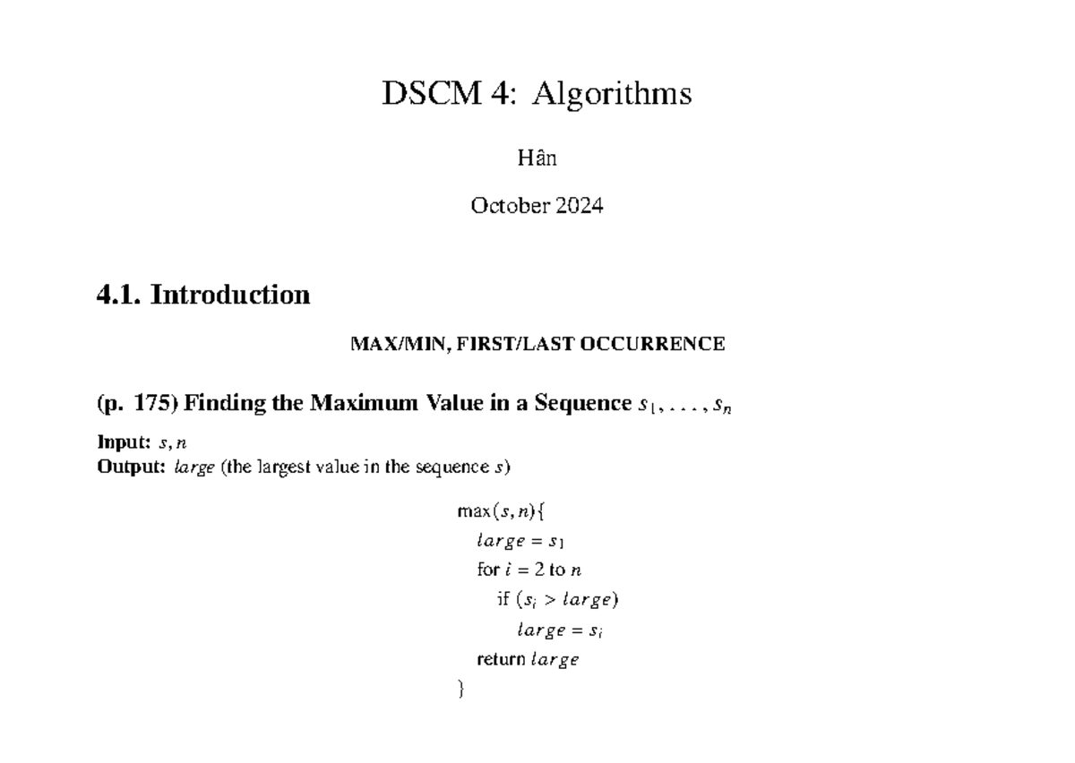 Algorithms - hay - DSCM 4: Algorithms Hˆan October 2024 4. Introduction ...