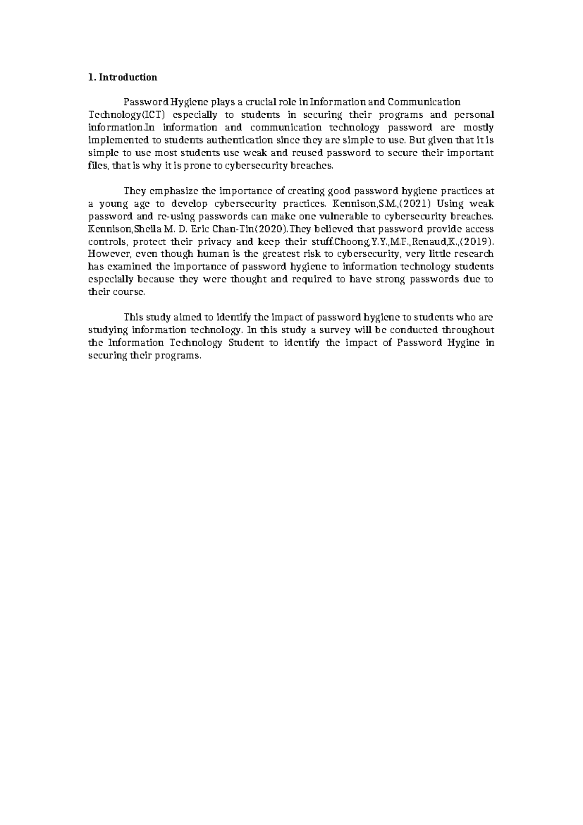 Proposal - Group - 1. Introduction Password Hygiene plays a crucial role in Information and ...