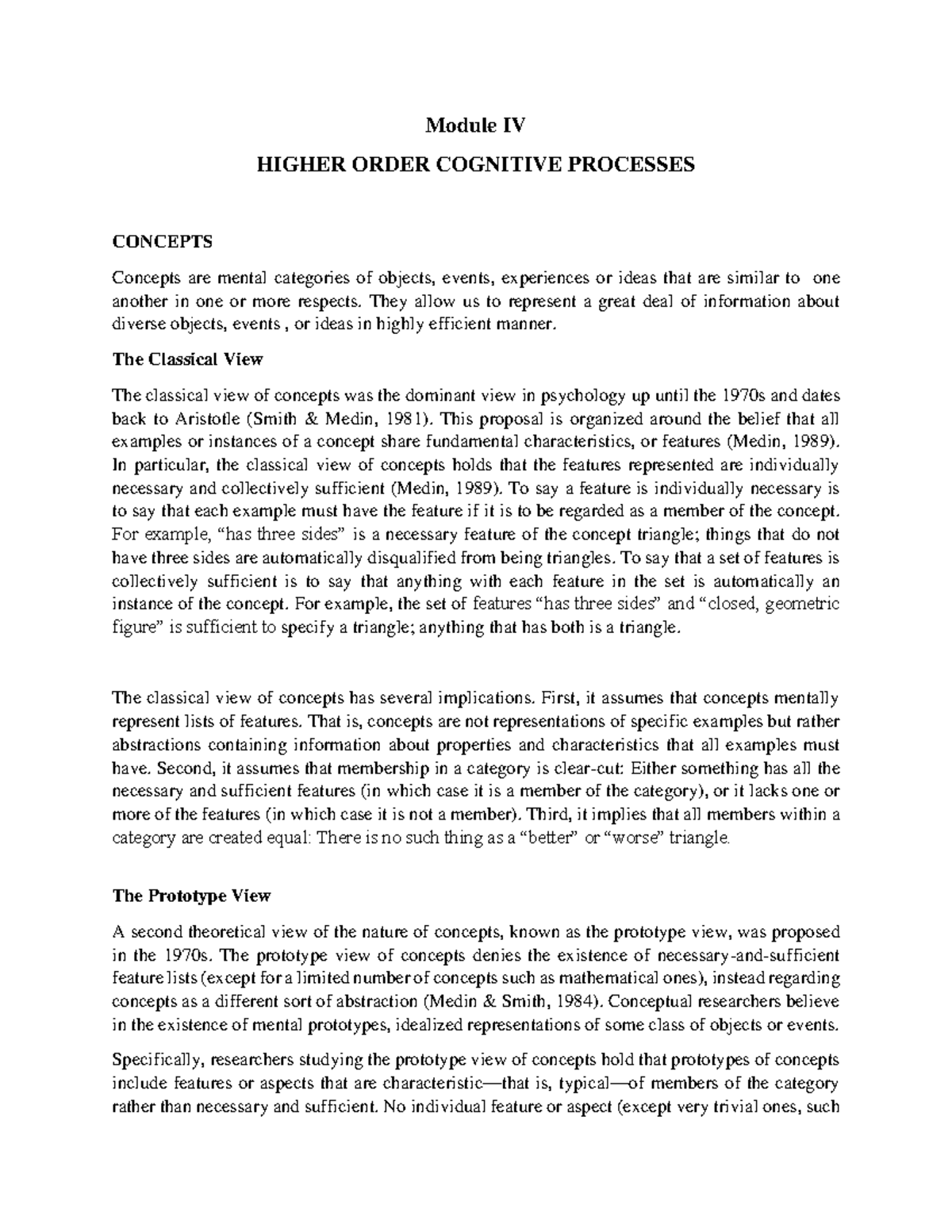 Higher cognitive processes - Module IV HIGHER ORDER COGNITIVE PROCESSES ...